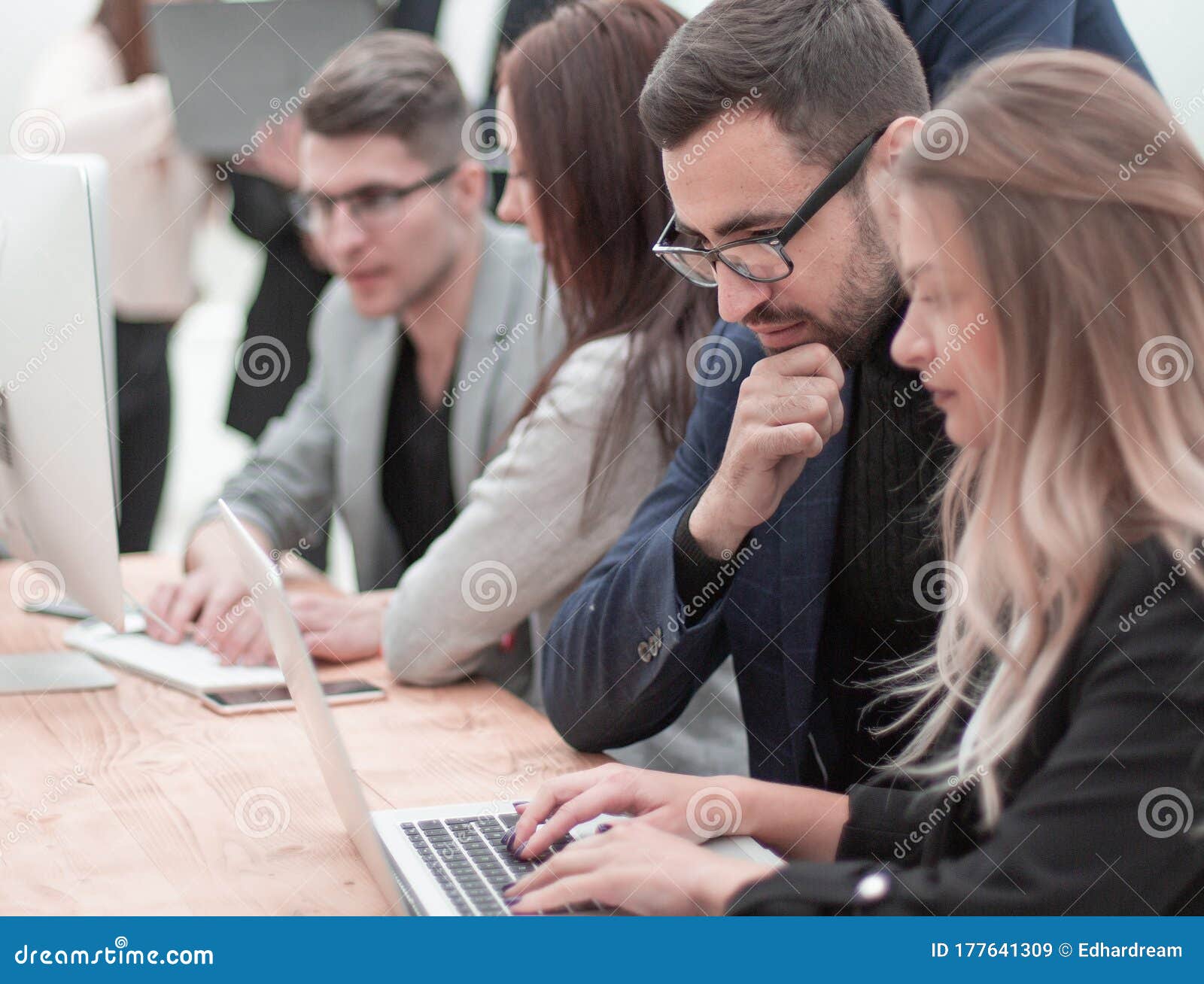 Professional Employees Work on Computers in a Modern Office Stock Image ...