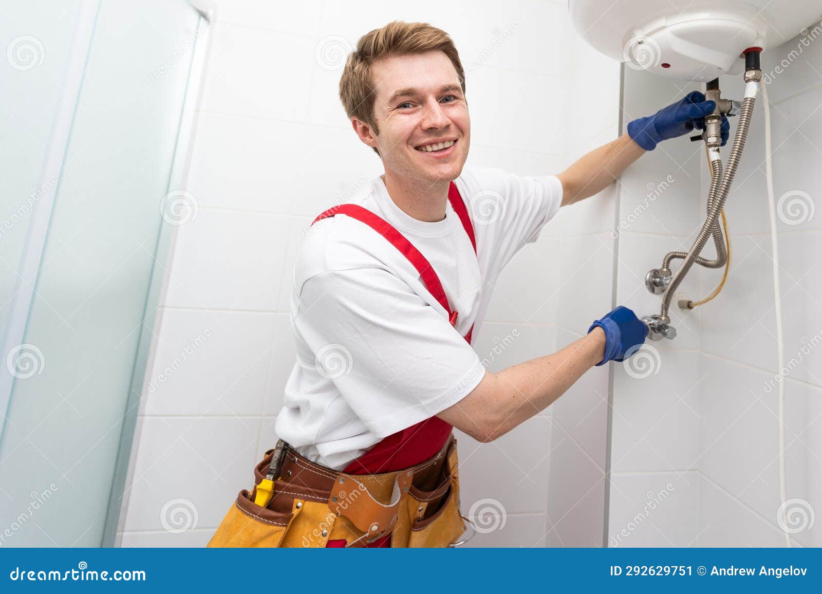 Professional Engineer Doing a Boiler Inspection at Home Stock Image ...