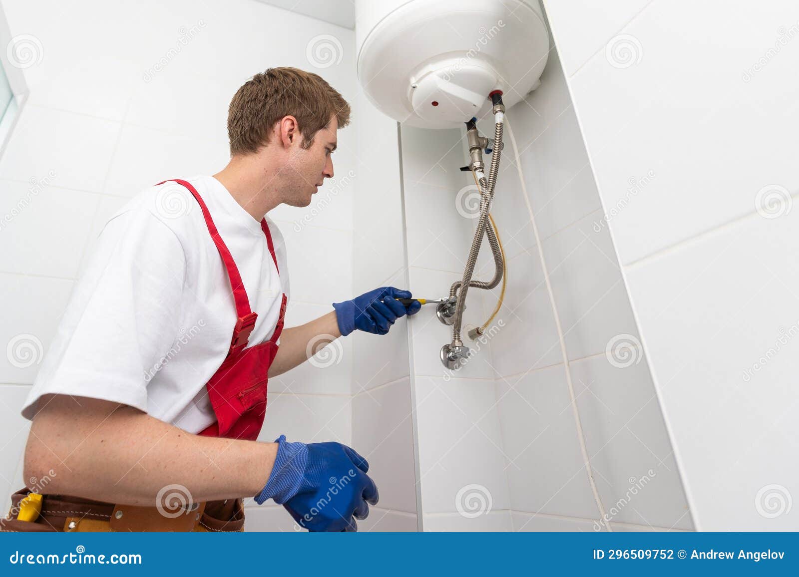 Professional Engineer Doing a Boiler Inspection at Home Stock Photo ...