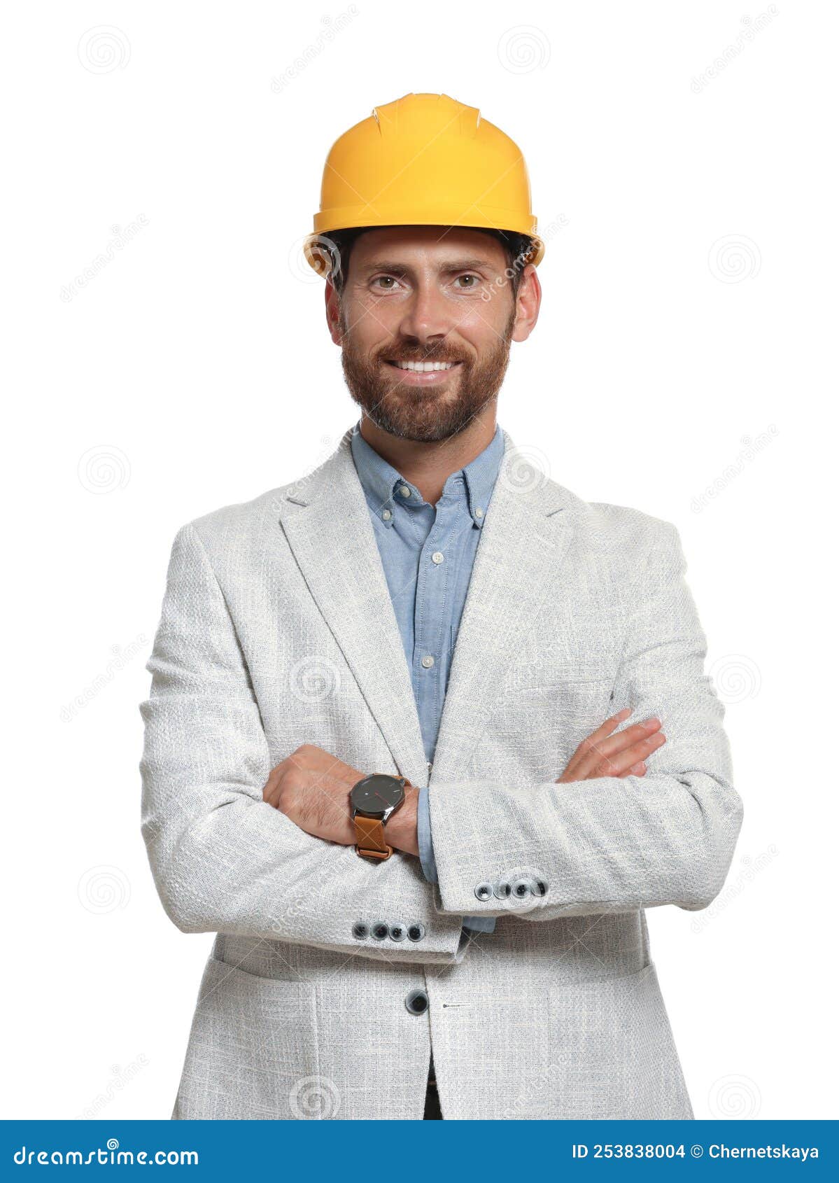 Professional Engineer in Hard Hat Isolated on White Stock Photo - Image ...