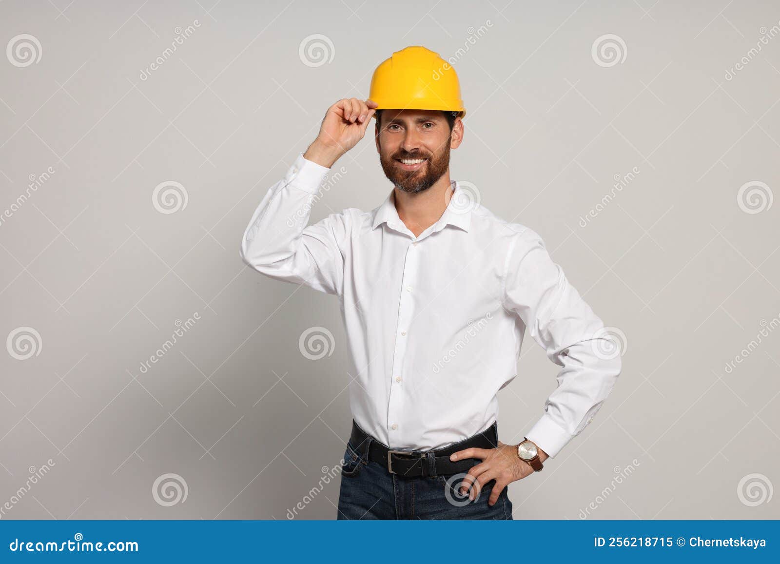 Professional Engineer in Hard Hat on White Background Stock Image ...