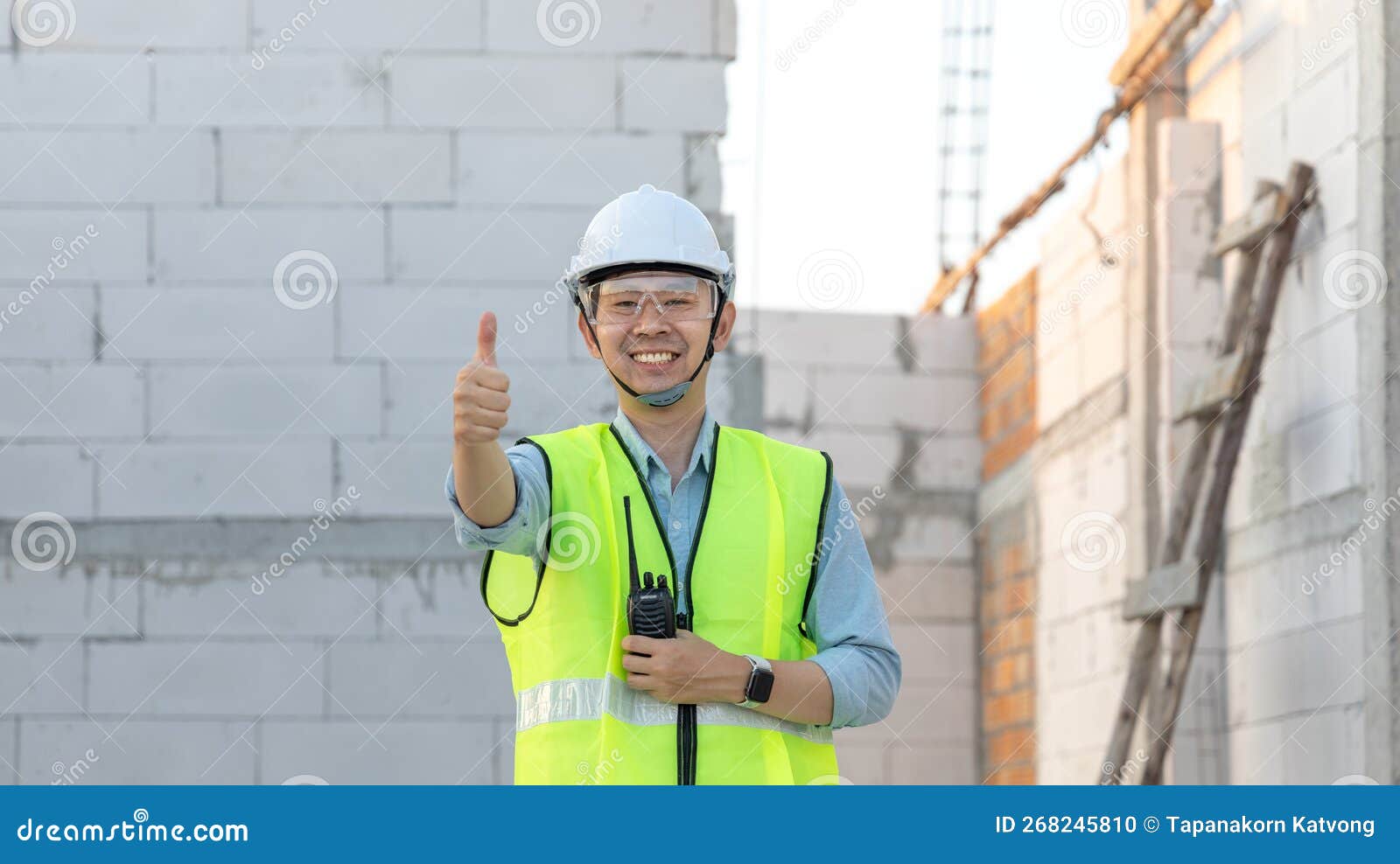 Professional Engineer Inspecting the Construction of a House or Factory ...