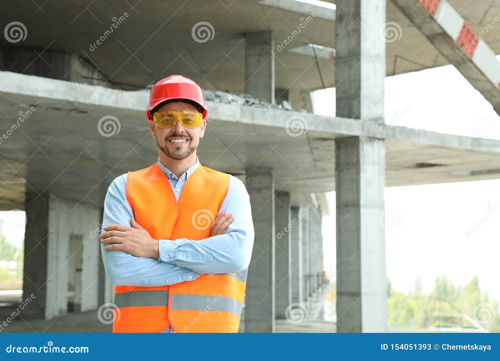 Professional Engineer in Safety Equipment at Construction Stock Image ...