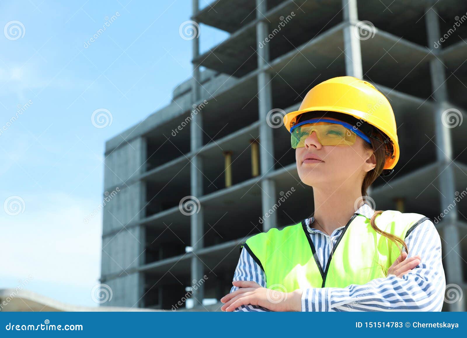 Professional Engineer in Safety Equipment at Construction Site Stock ...