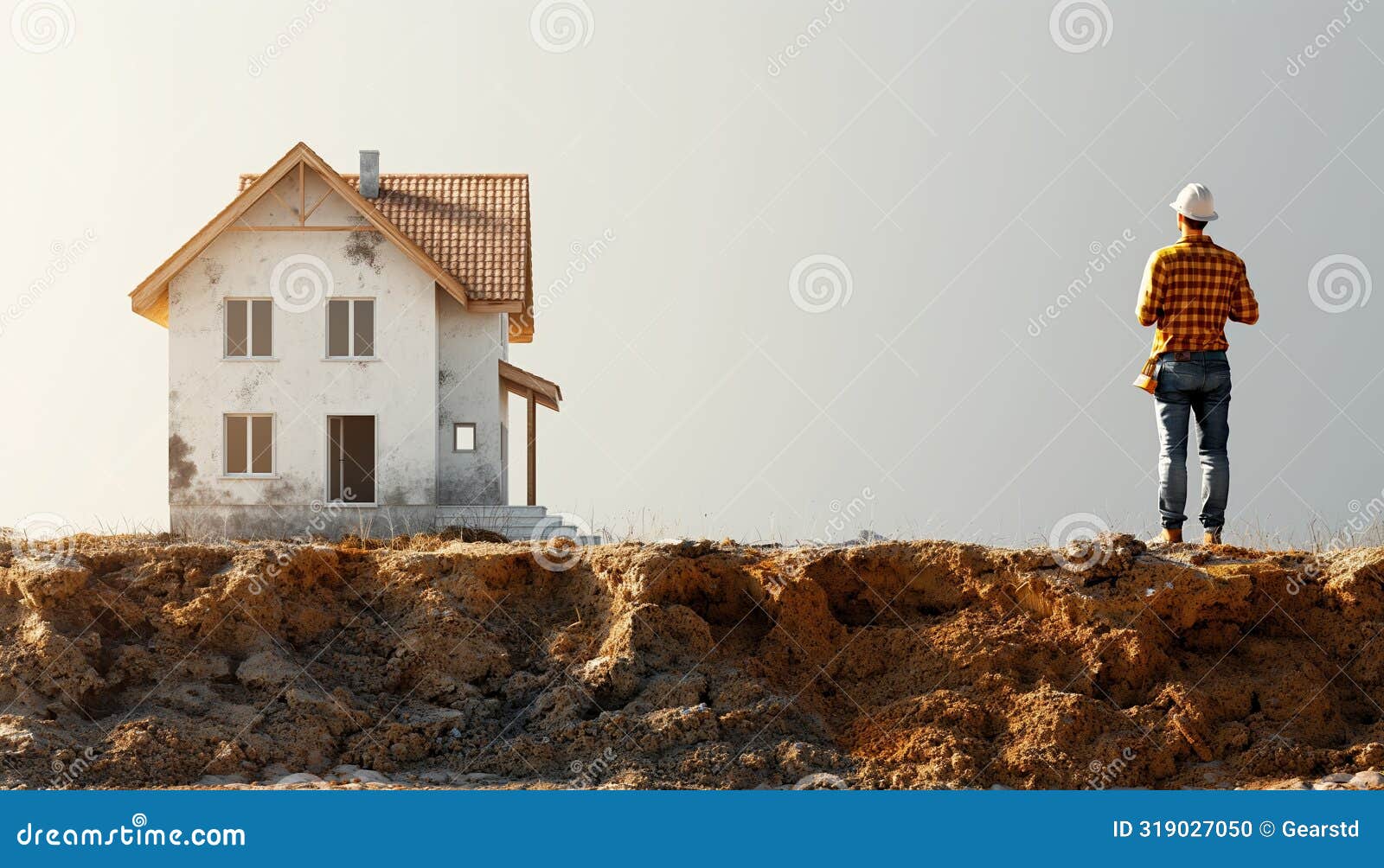 Engineer Overlooking Construction Site of a House Stock Photo - Image ...