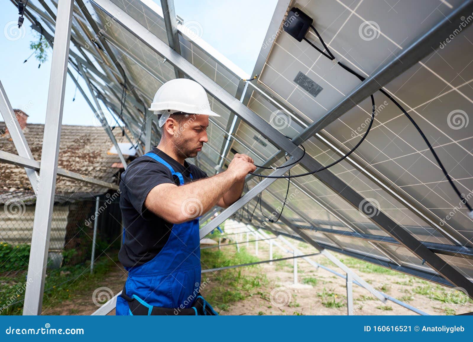 Stand-alone Exterior Solar Panel System Installation, Renewable Green ...