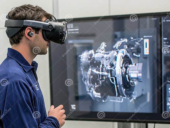 Professional Engineer Using Virtual Reality Headset To Explore ...