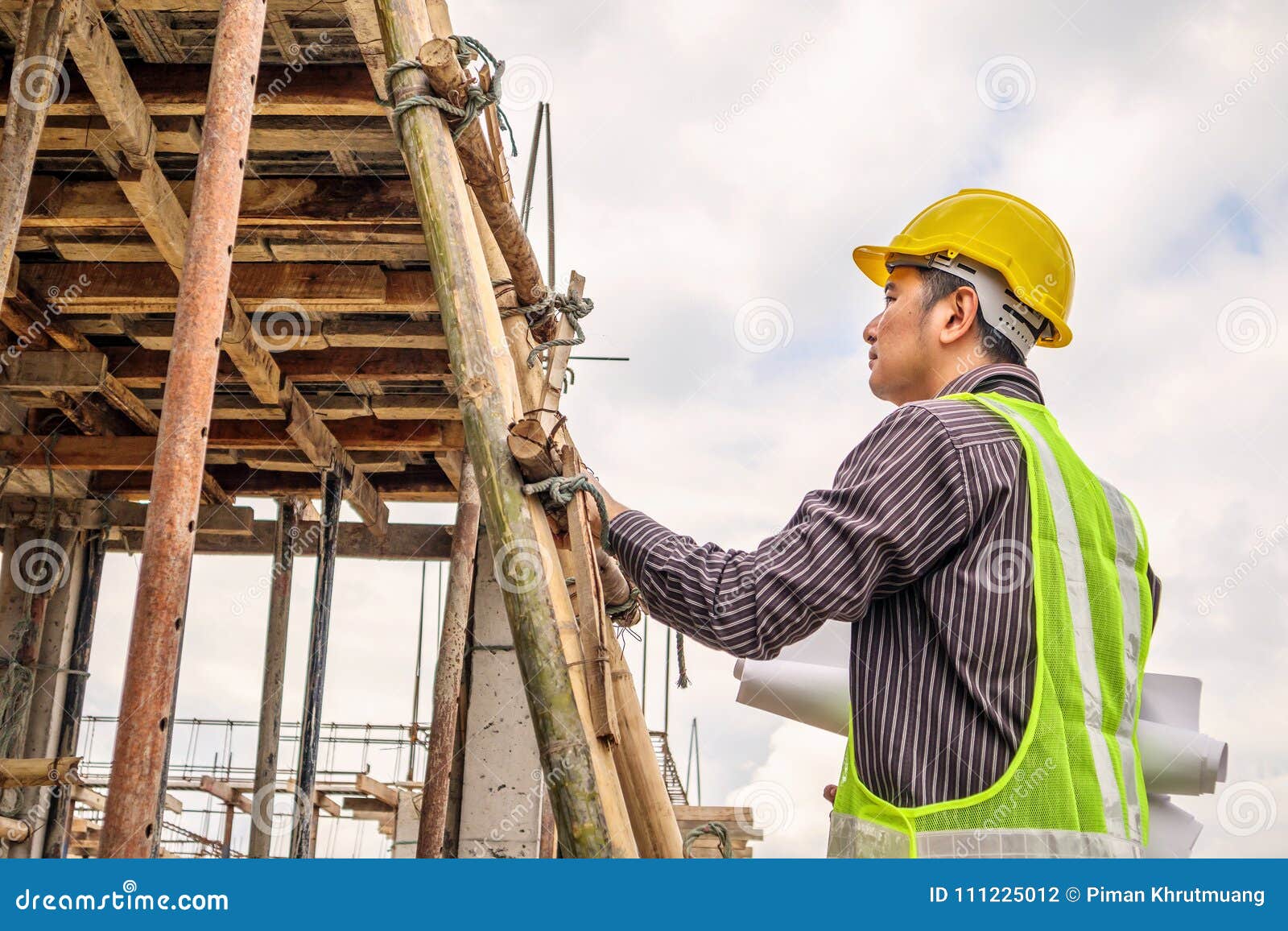 Professional Engineer Worker at the House Building Site Stock Photo ...