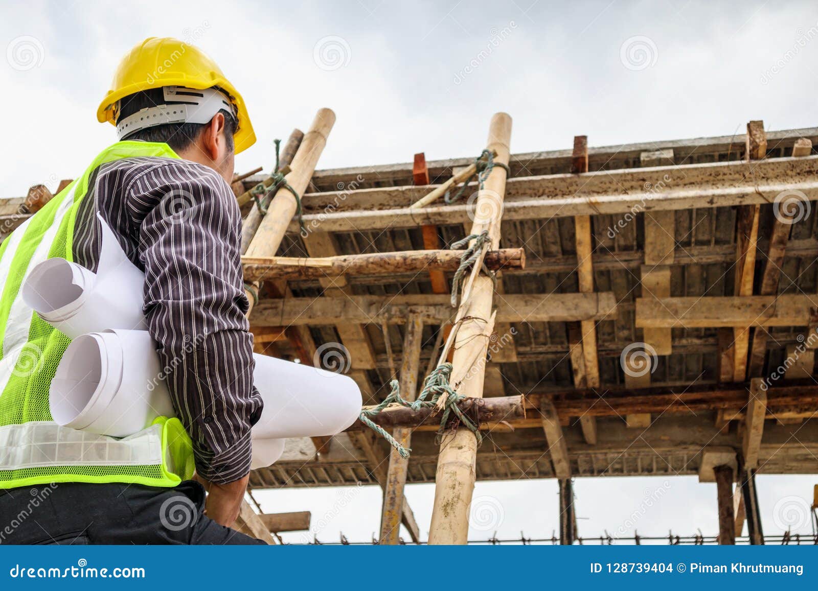 Professional Engineer Worker at the House Building Site Stock Photo ...