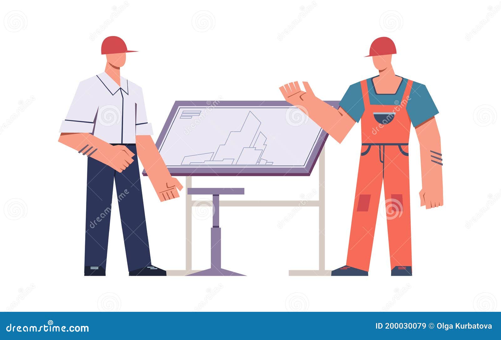 Professional Engineers And Contractors. Master Foreman With Helmet And ...