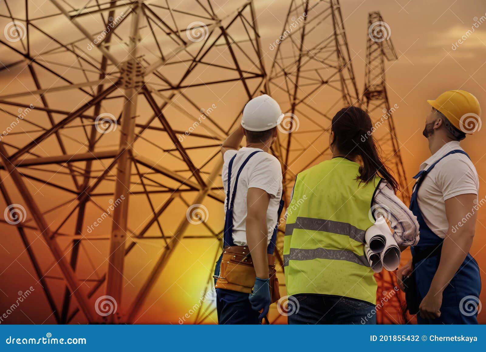 Professional Engineers Working on Installation of Electrical Substation ...