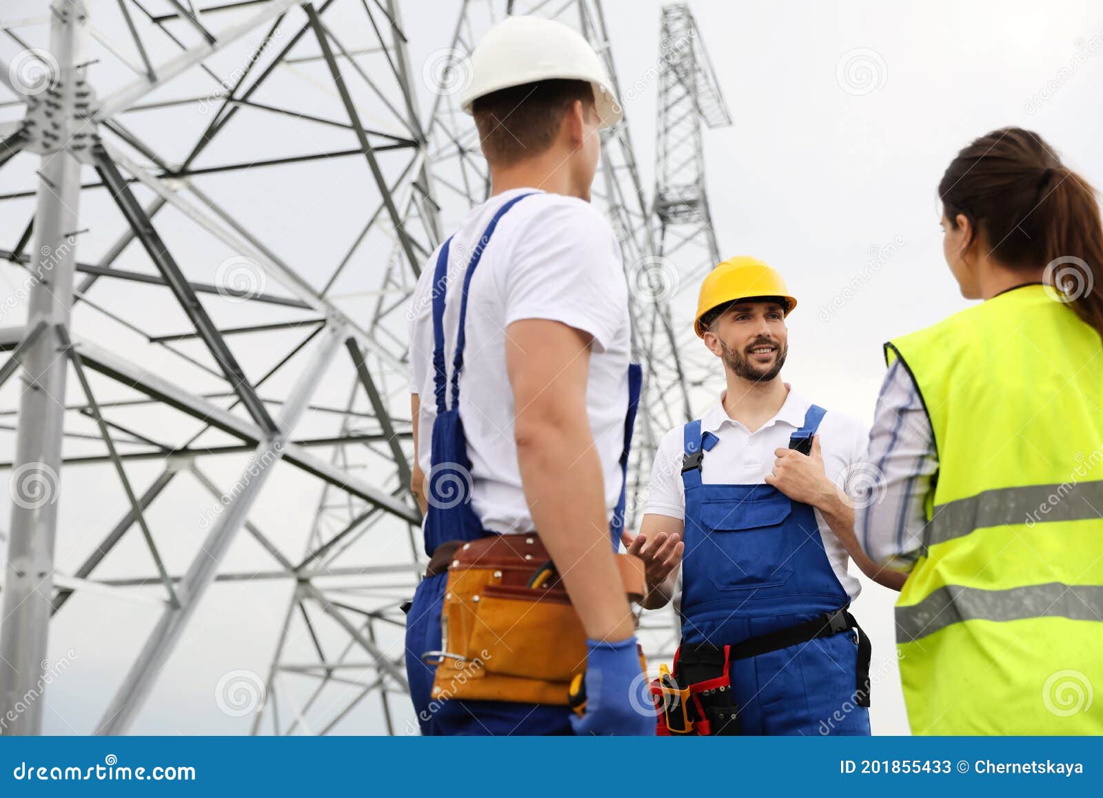 Professional Engineers Working on Installation of Electrical Substation ...