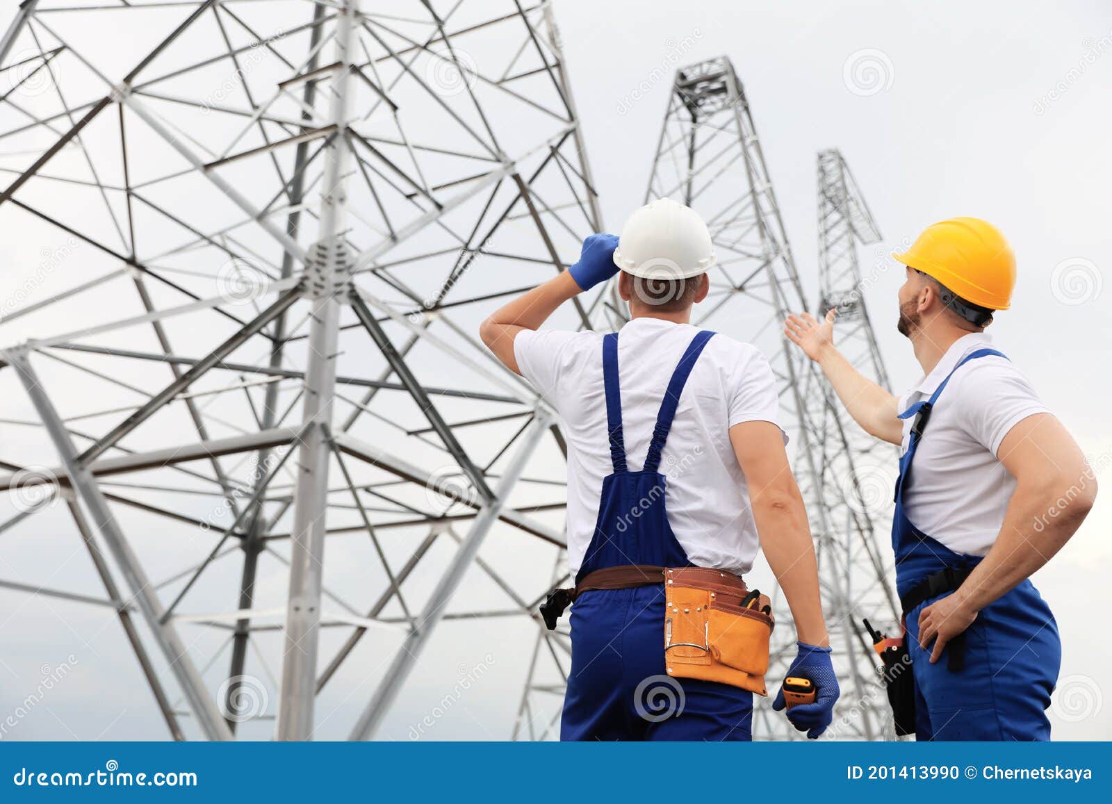 Professional Engineers Working on Installation of Electrical Substation ...