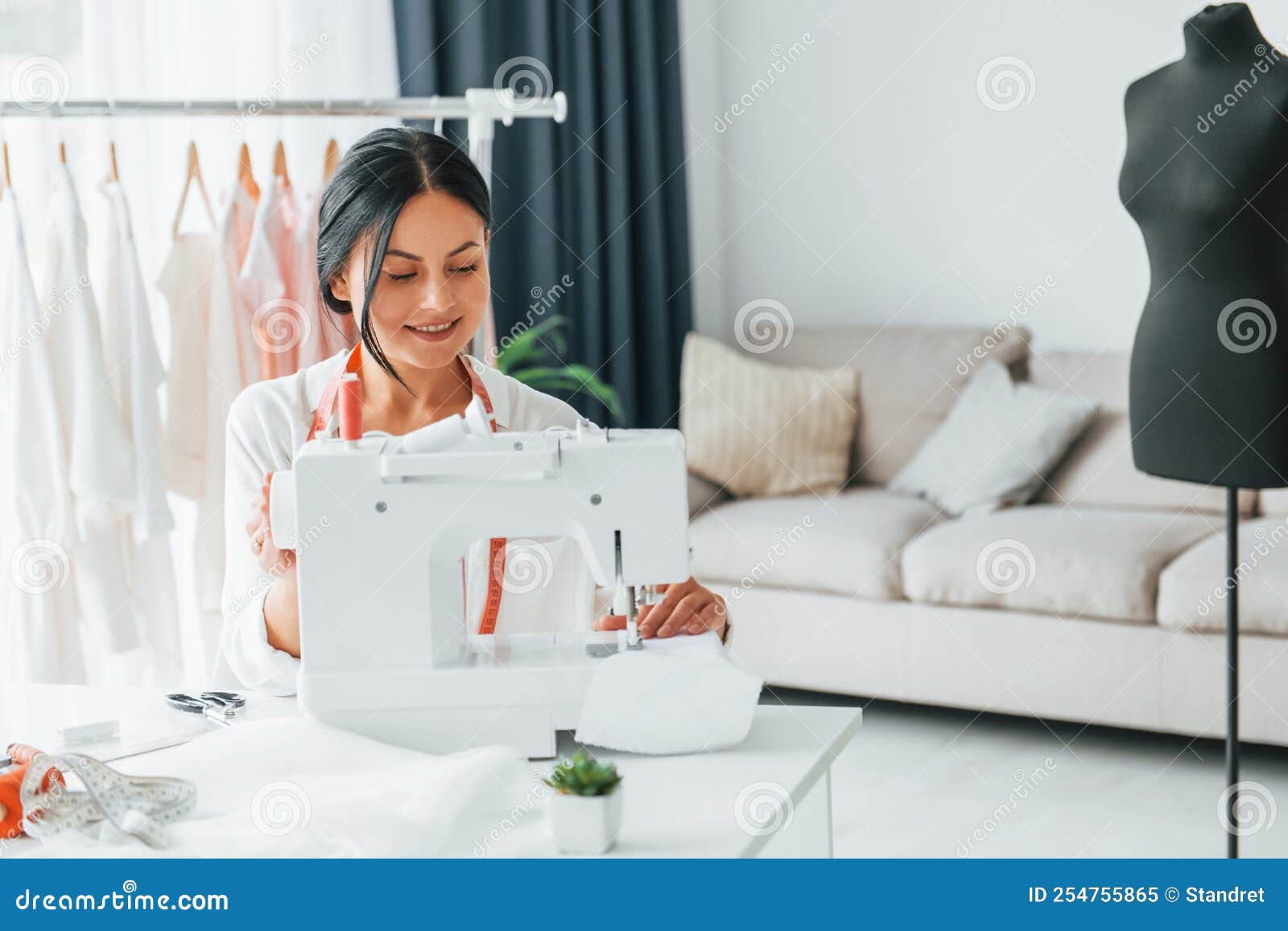 Professional Equipment. Seamstress is in Her Office that is with ...