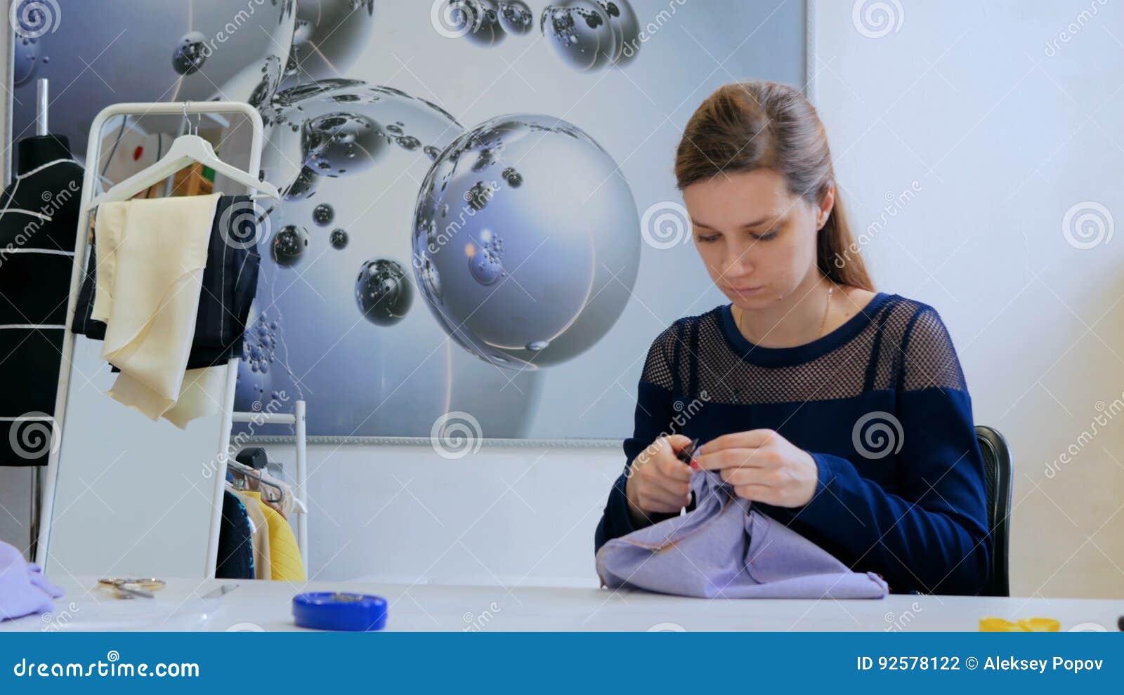 Professional Fashion Designer Working at Sewing Studio Stock Photo ...