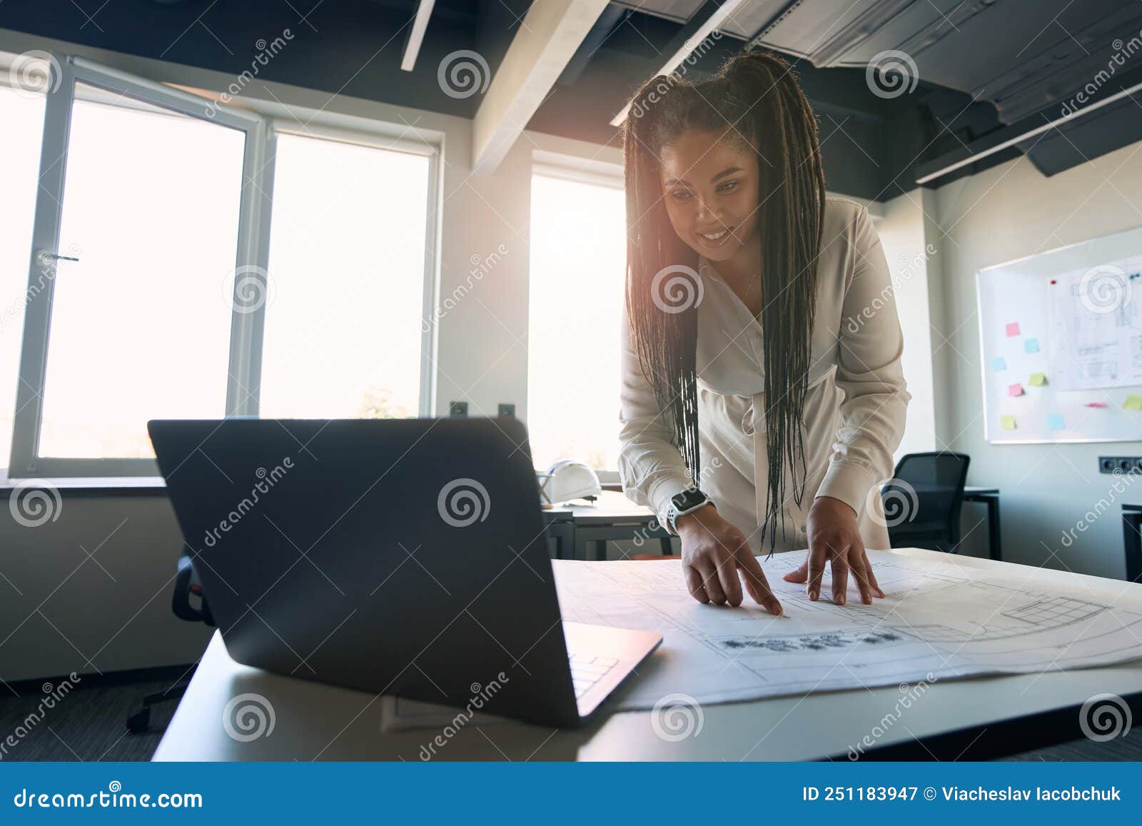 Professional Female Architect Creating Development Site Plan Stock ...