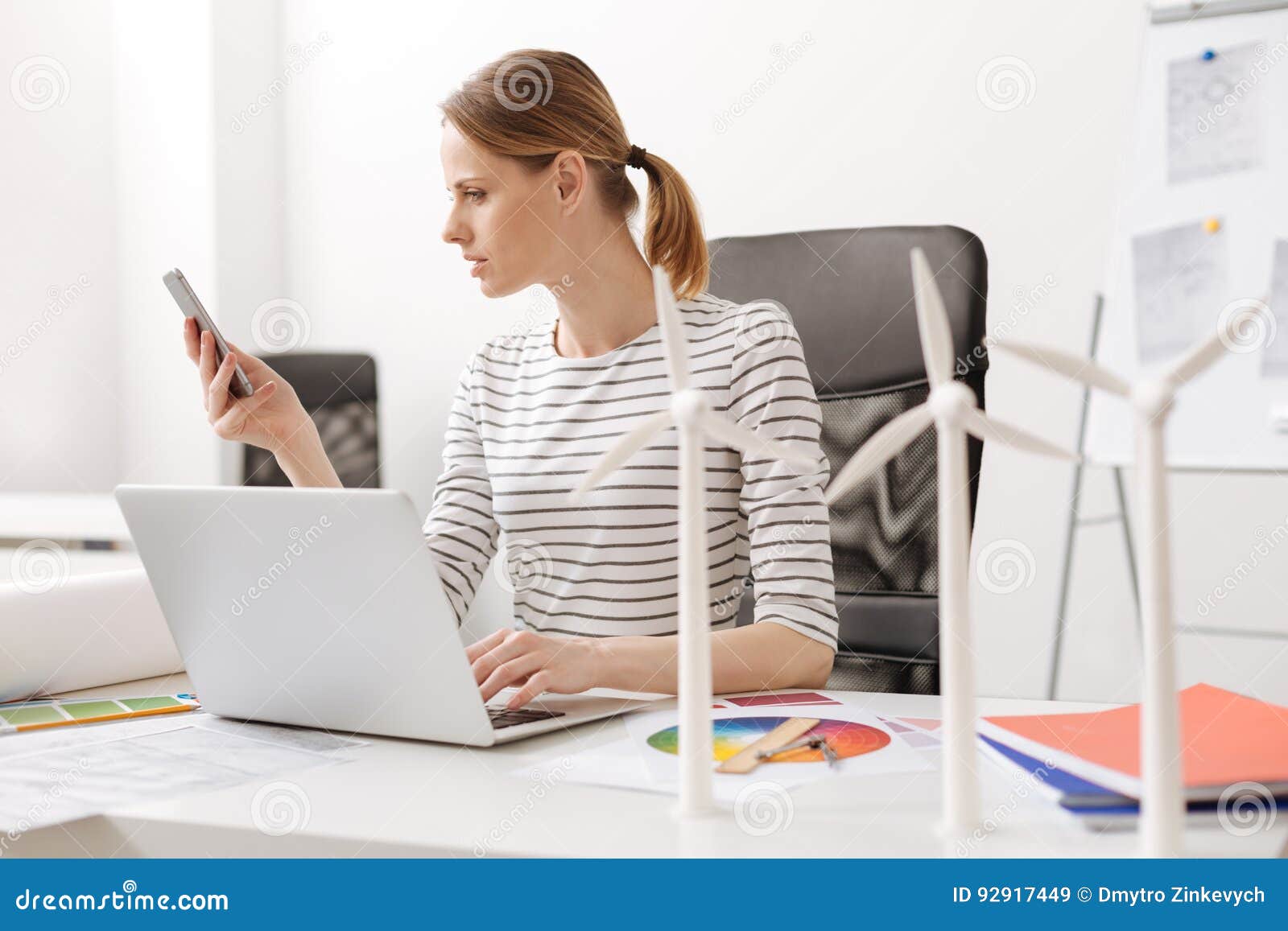 Professional Female Engineer Making a Call Stock Image - Image of ...
