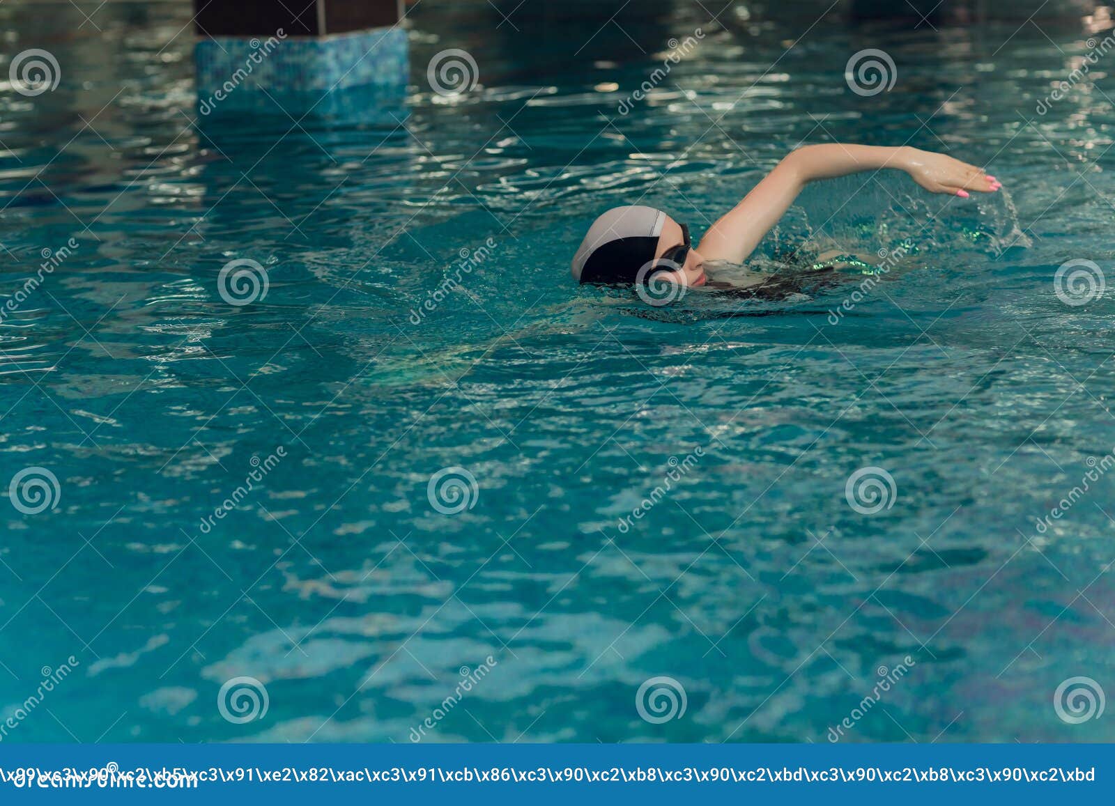 Professional Female Swimmer Training in a Swimming Pool. Stock Image ...