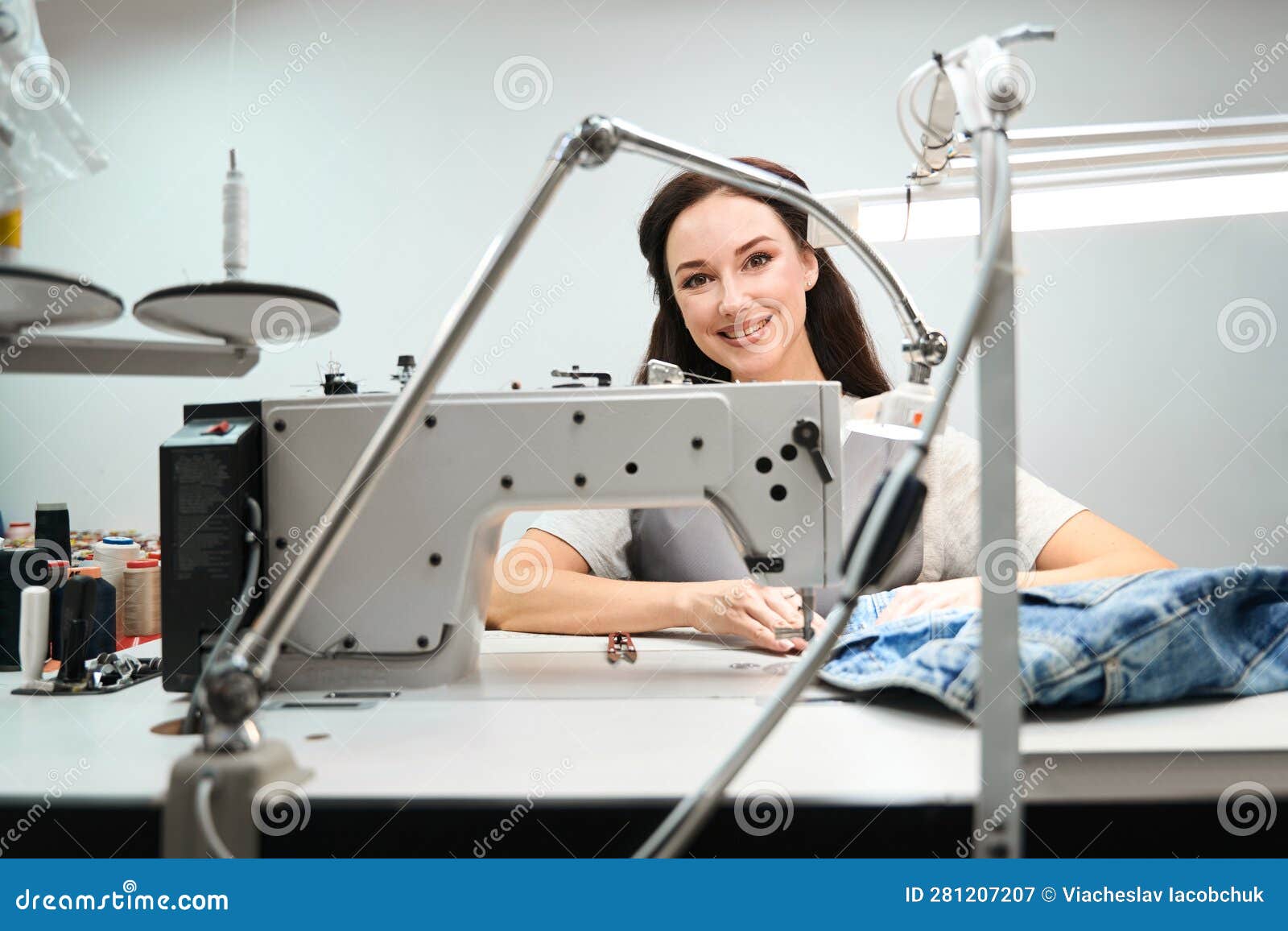 Professional Female Tailor Working on Sewing Machine Stock Image ...