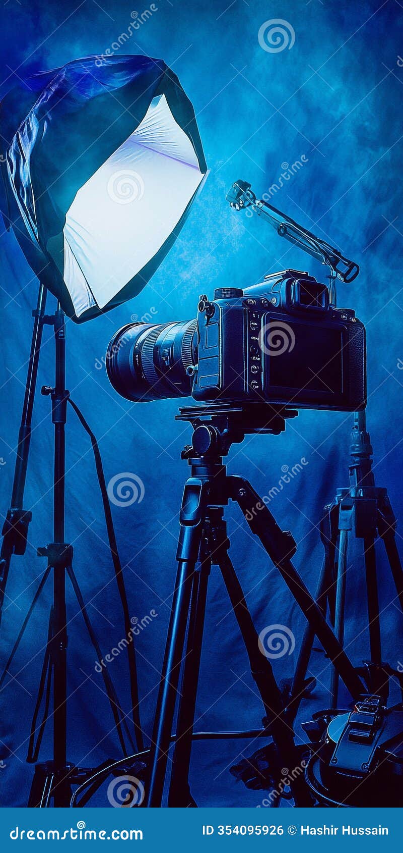 Professional Filmmaking Setup Camera Tripod Lighting Kit Stock Photo ...