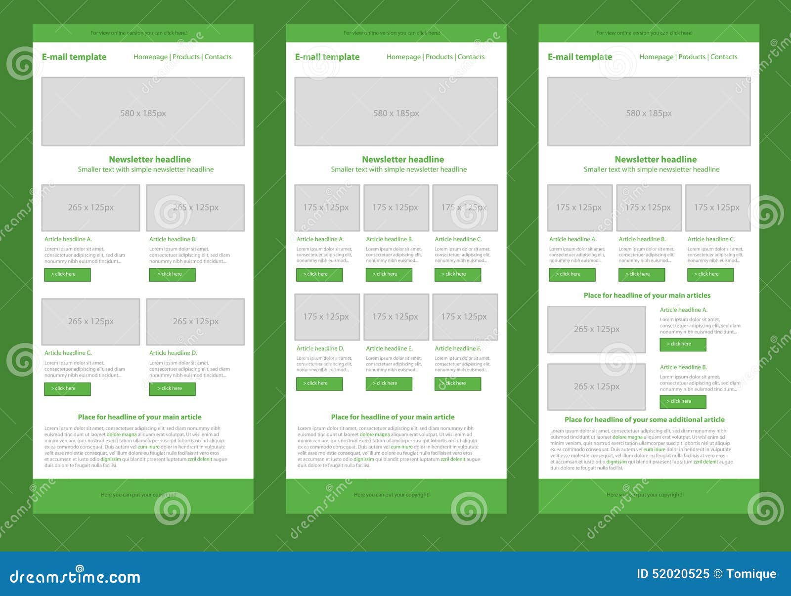 Professional Flat Newsletter Green Template Stock Illustration ...