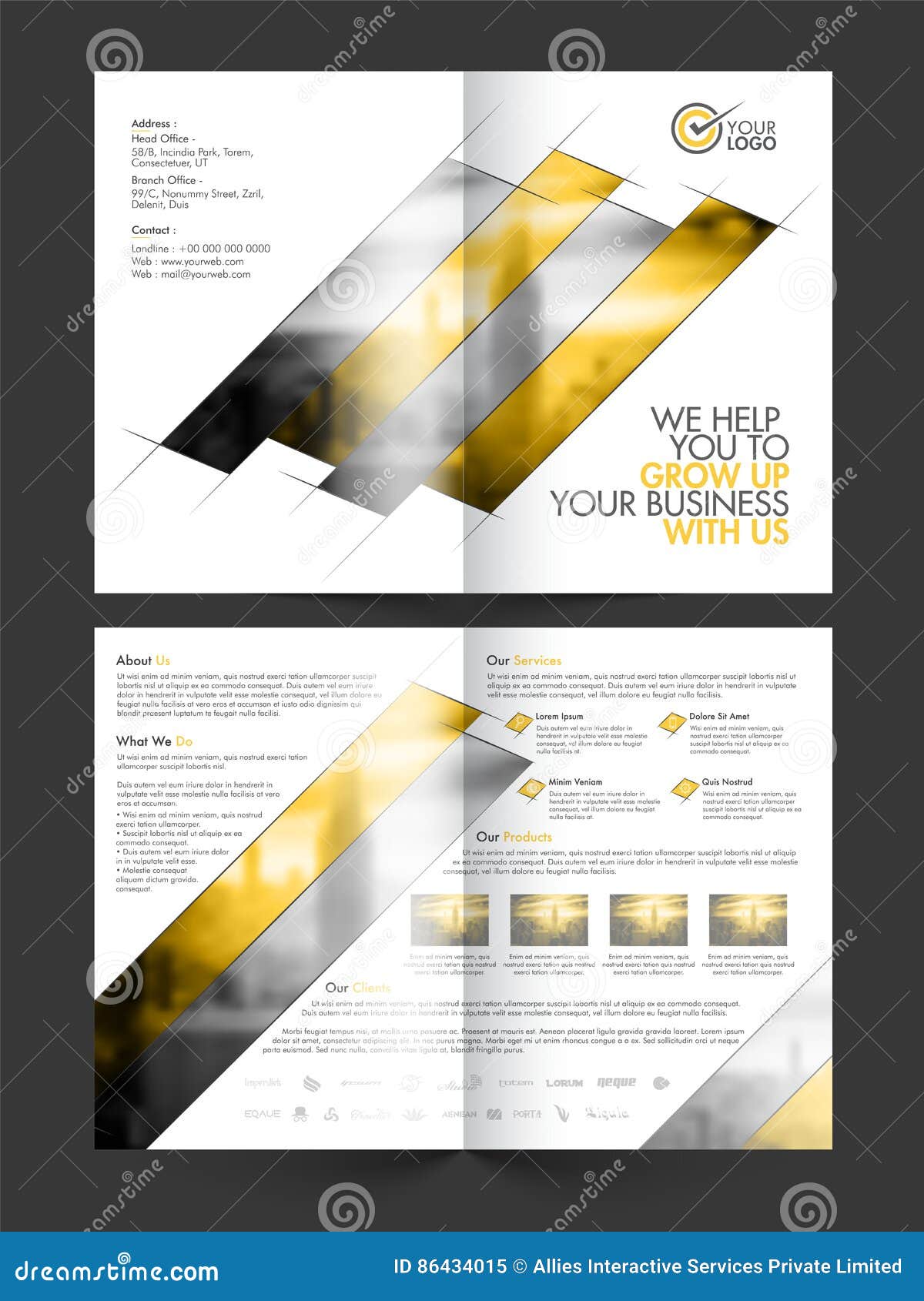 Professional Four Pages Business Brochure Set. Stock Illustration ...