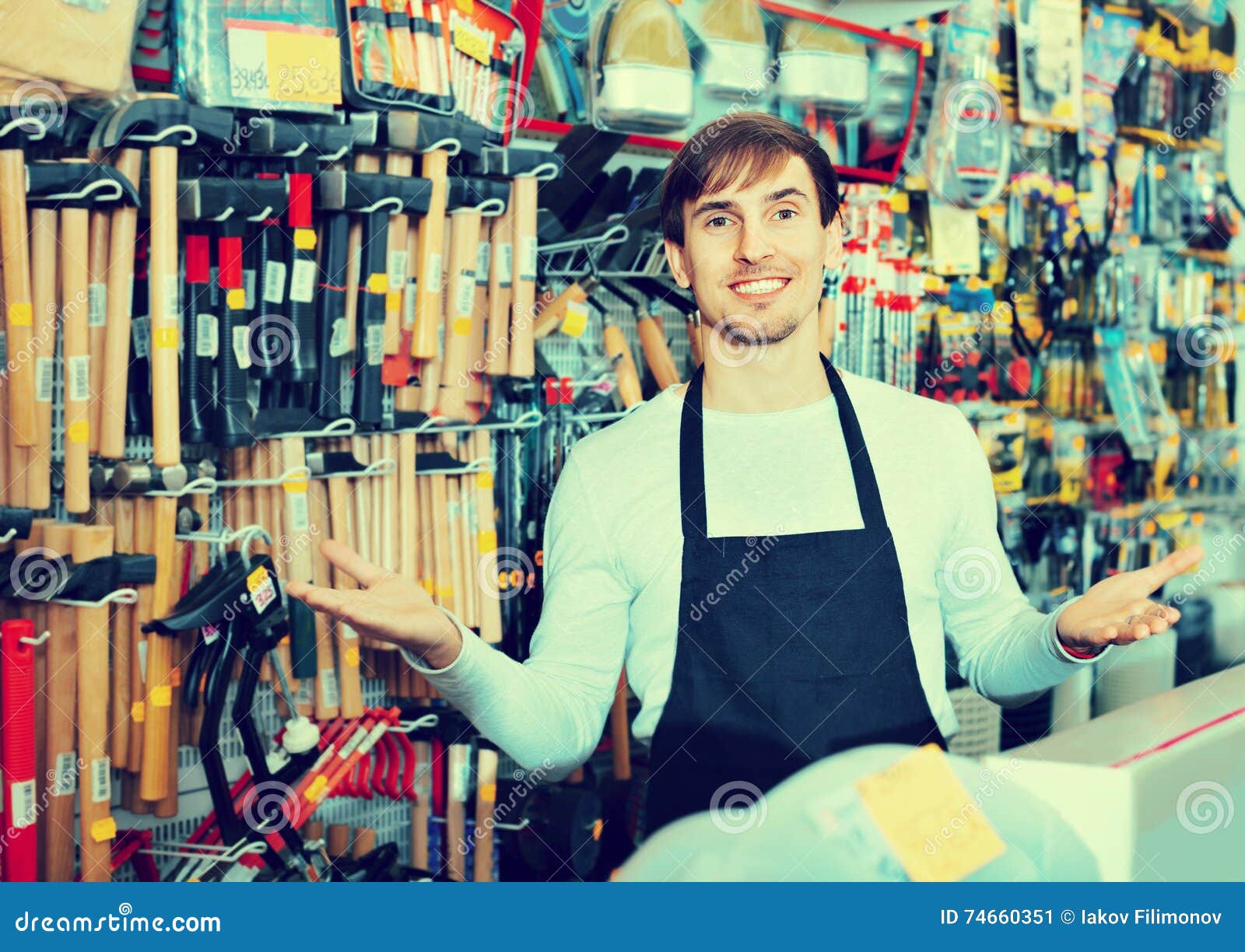 Professional Friendly Salesman Working and Smiling Stock Image - Image ...