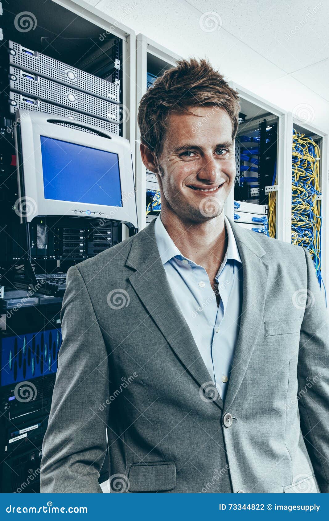 It Professional in Front of Computer Servers Stock Photo - Image of ...
