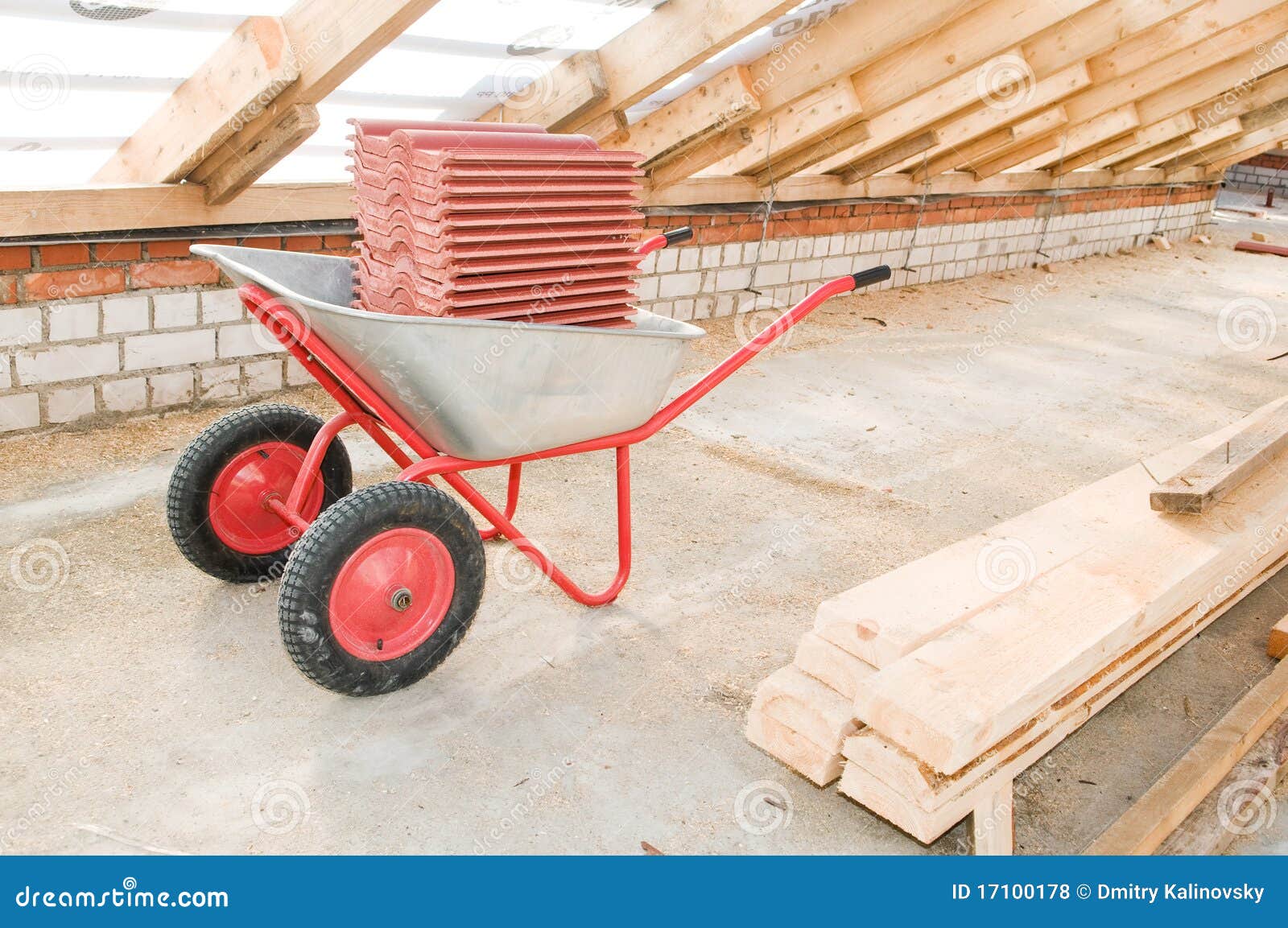 Professional Galvanized Wheelbarrow Stock Photo - Image of tile ...