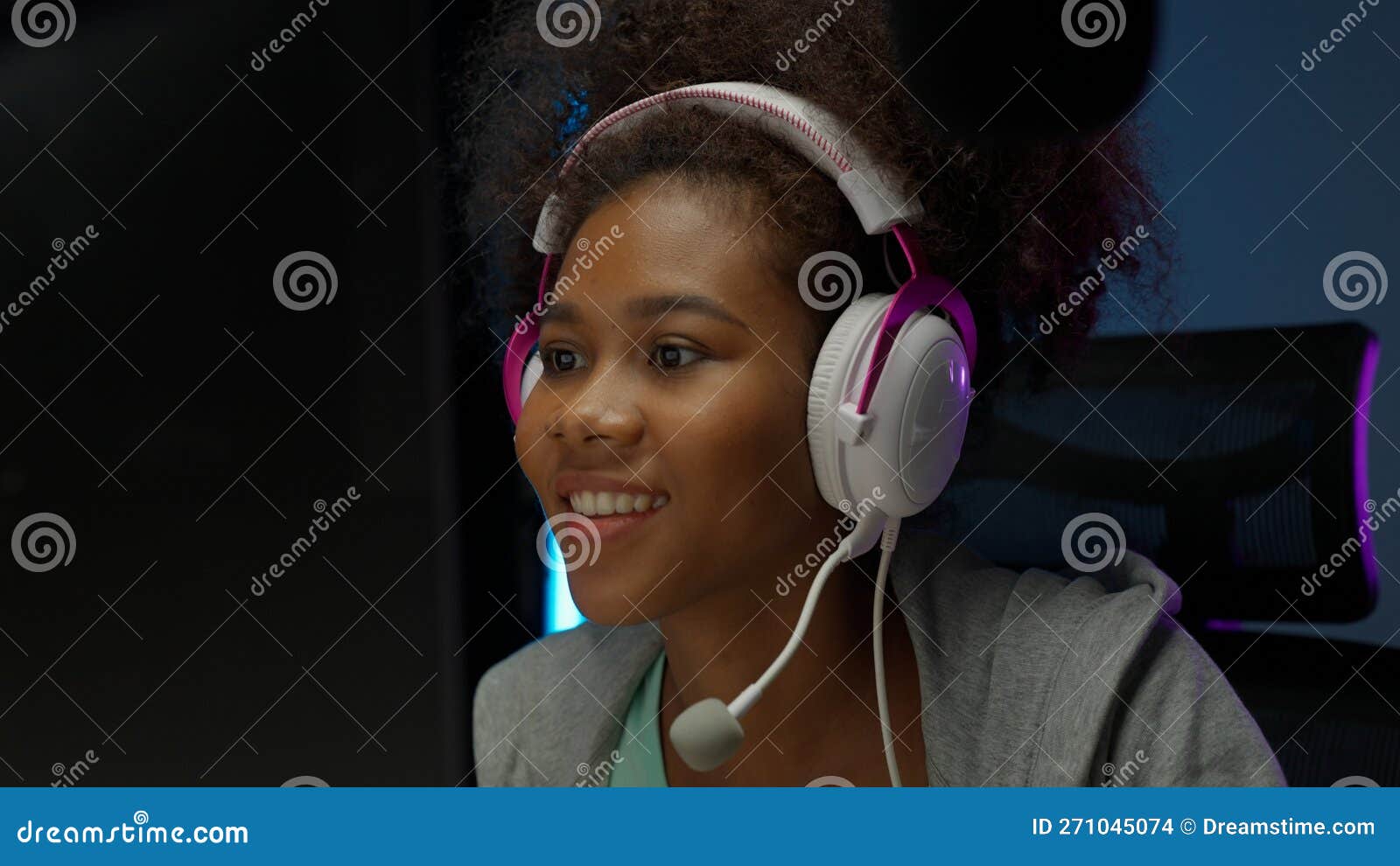 Game Streamer Using Pc Setup Playing Multiplayer First Person Shooter ...