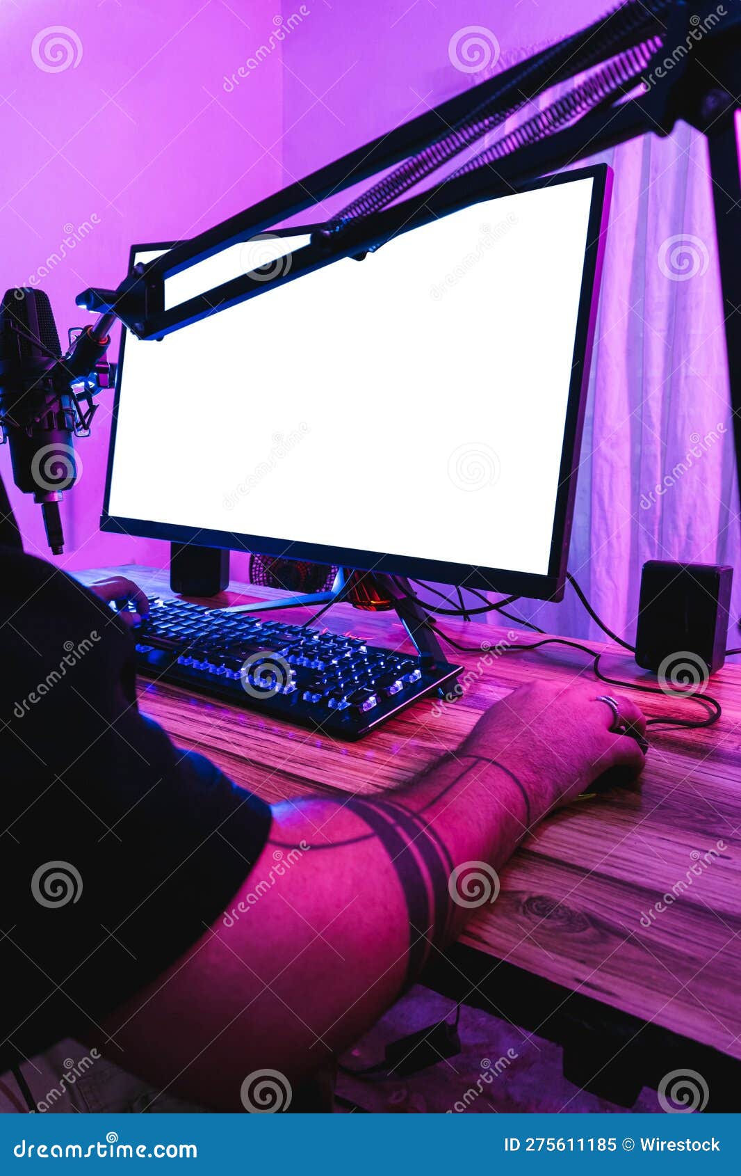 Hands of Professional Gamer with a White and Isolated Screen. Stock ...