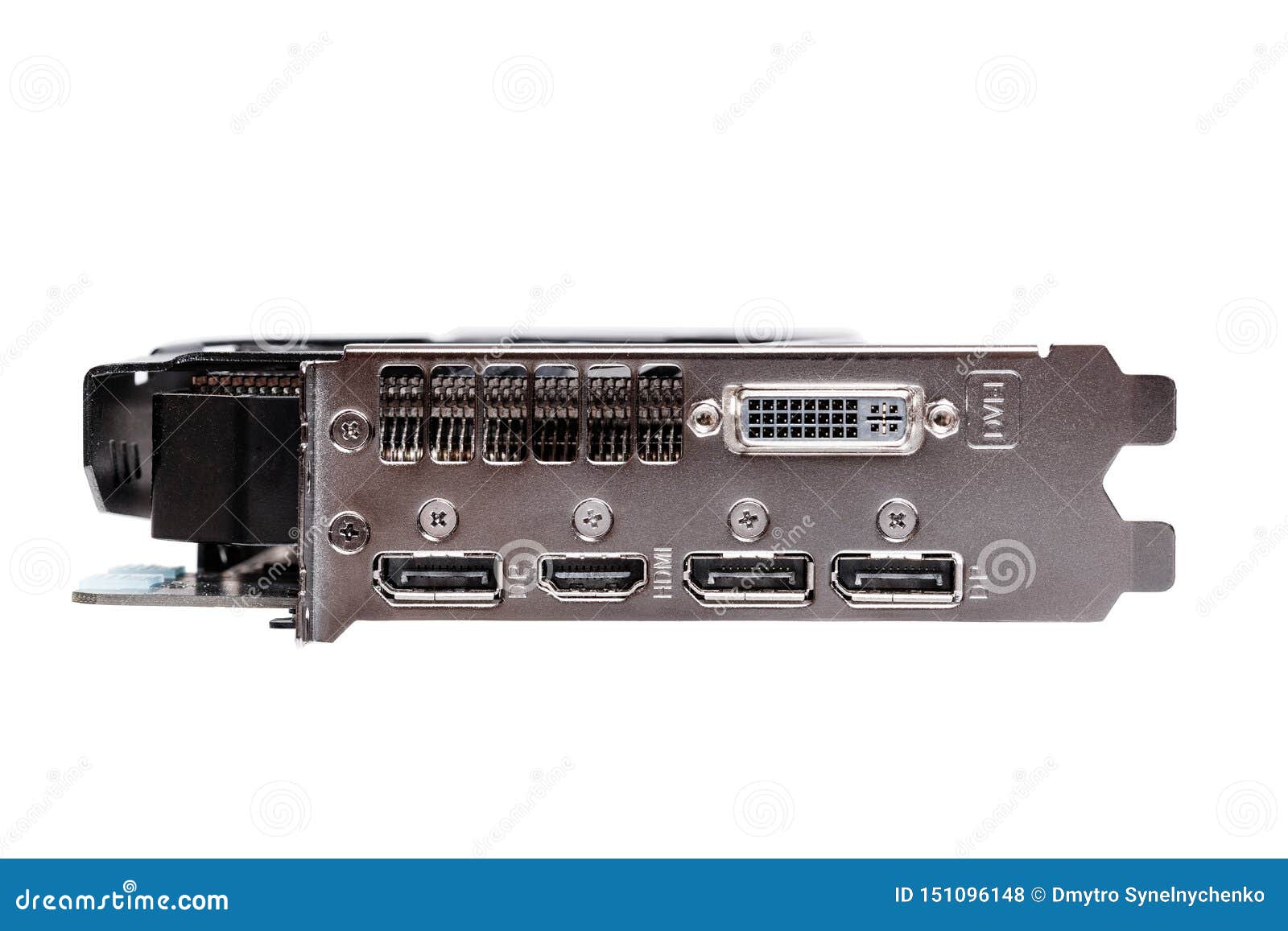 Professional Gaming Graphic Card, Connectors Panel Front View, Isolated ...