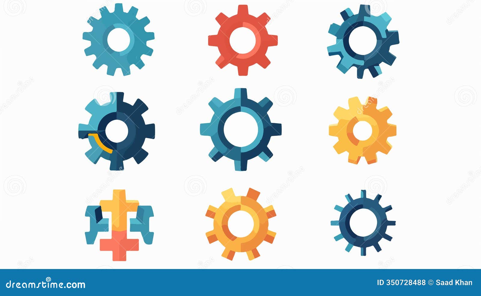 Professional Gear Icon Set and Cogwheel Symbol in Vector - Mechanical ...