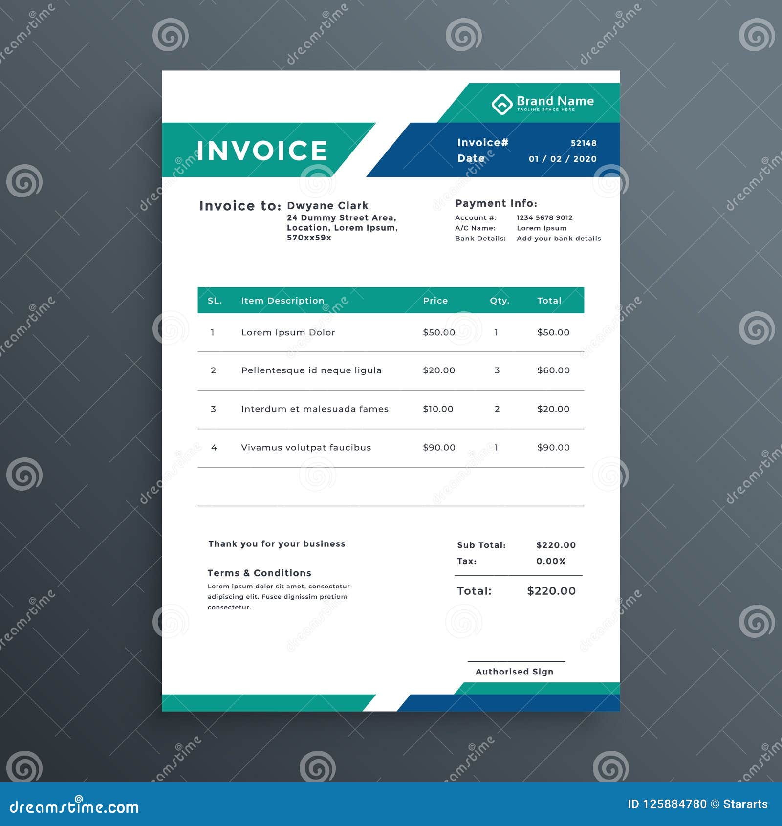 Professional Geometric Invoice Template Design Stock Vector ...