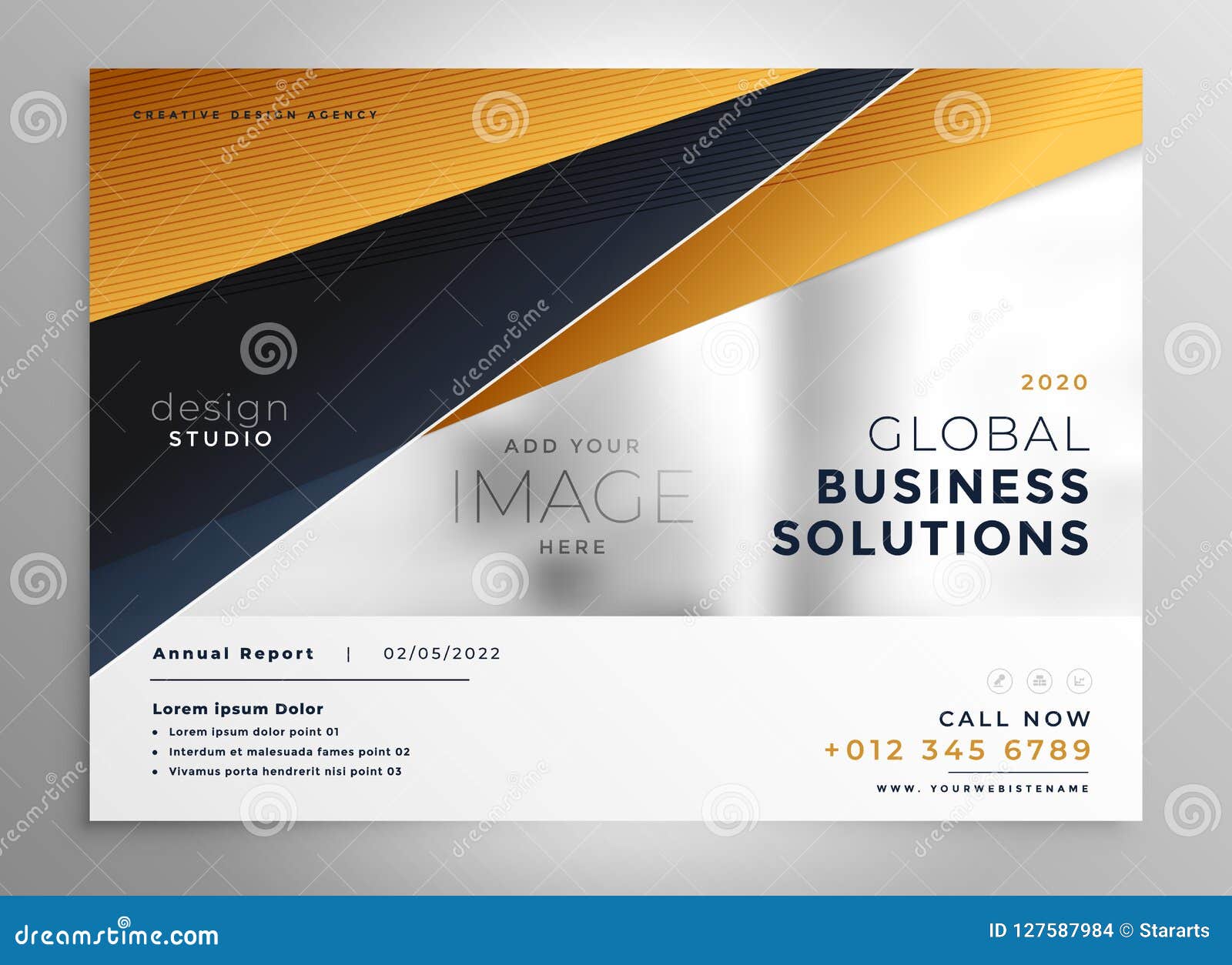 Professional Gold Geometric Brochure Design Template Stock Vector ...