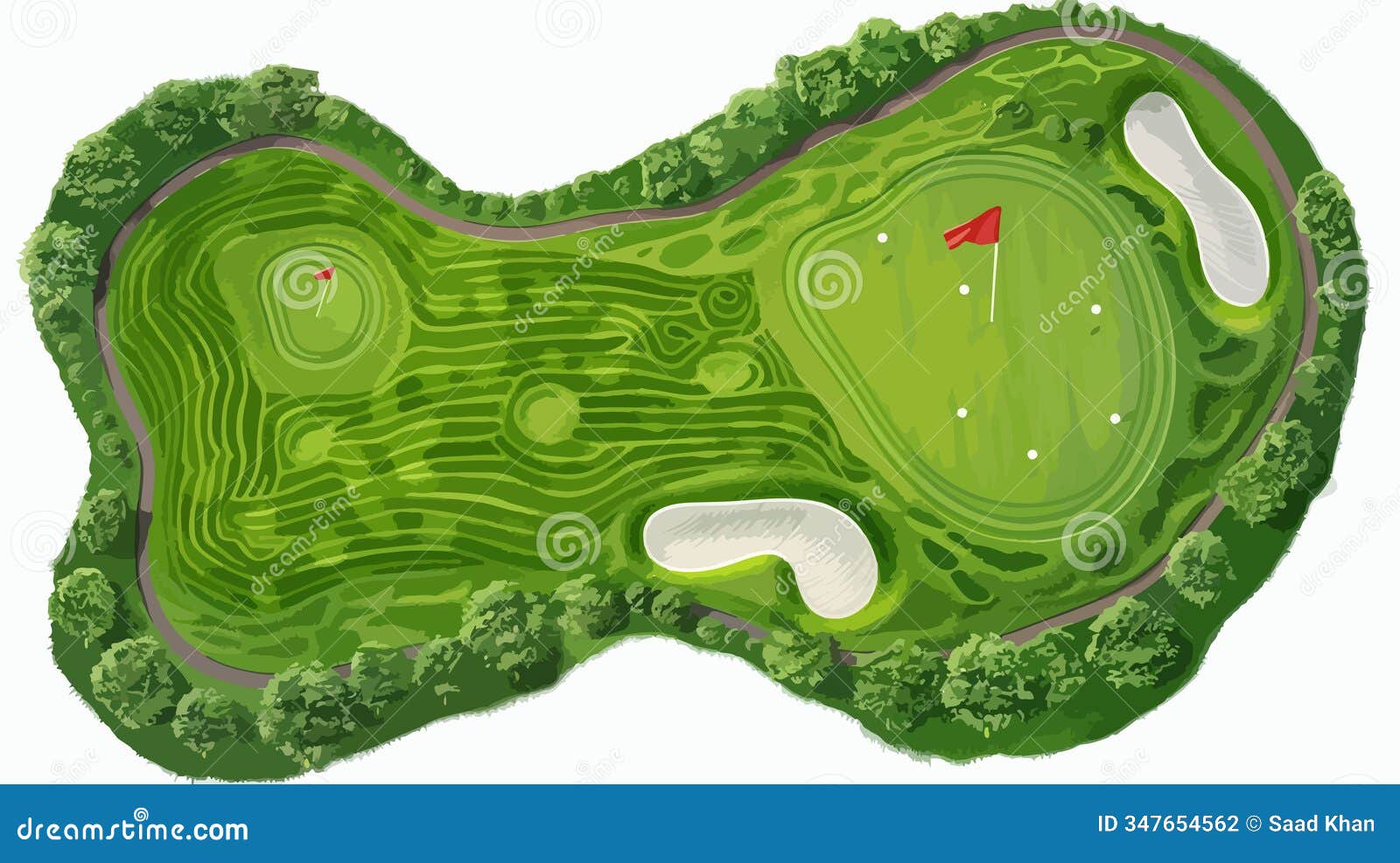 Professional Golf Course Design Element with Flag and Hole Stock ...
