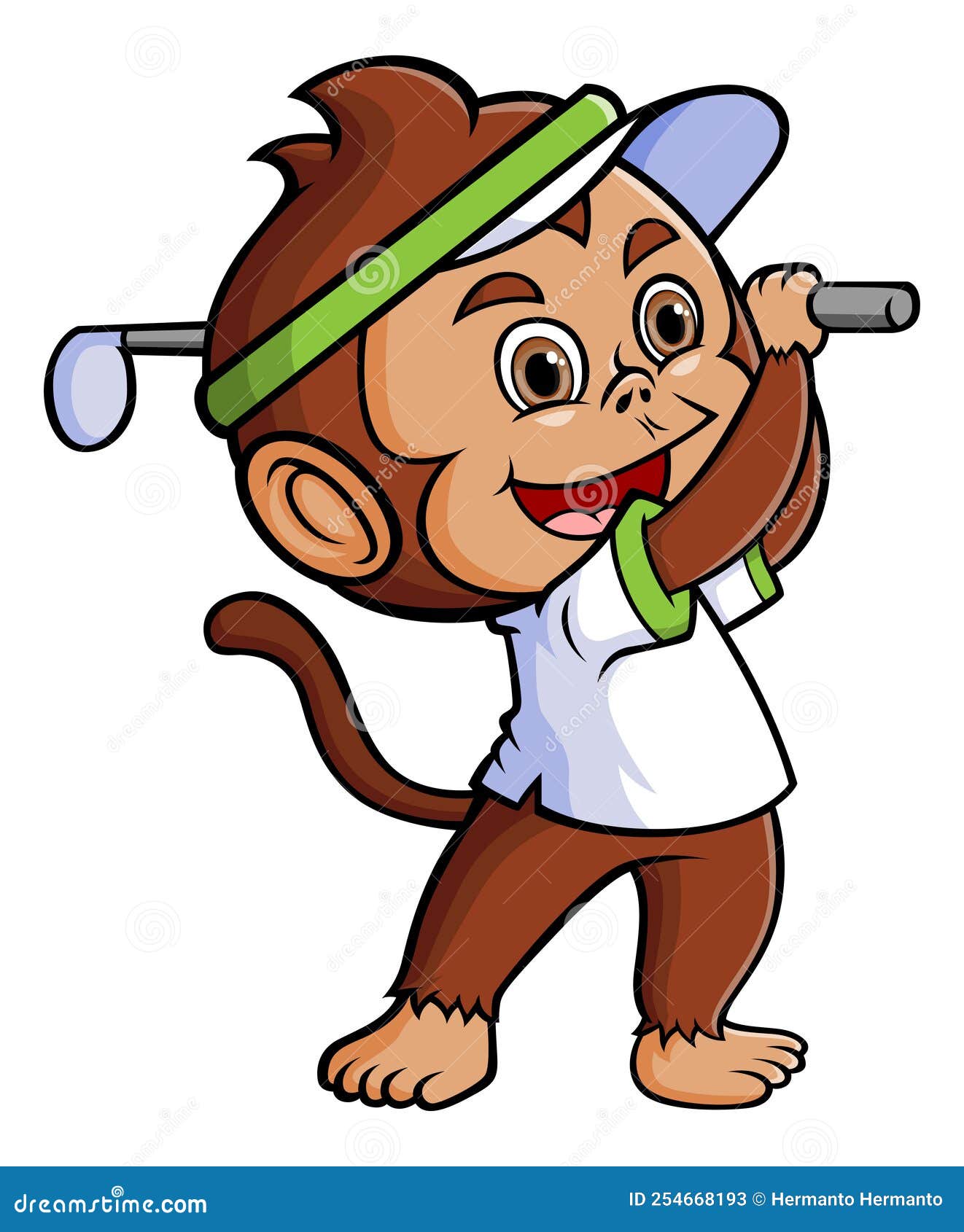 The Professional Golf Monkey is Hitting the Ball Stock Vector ...