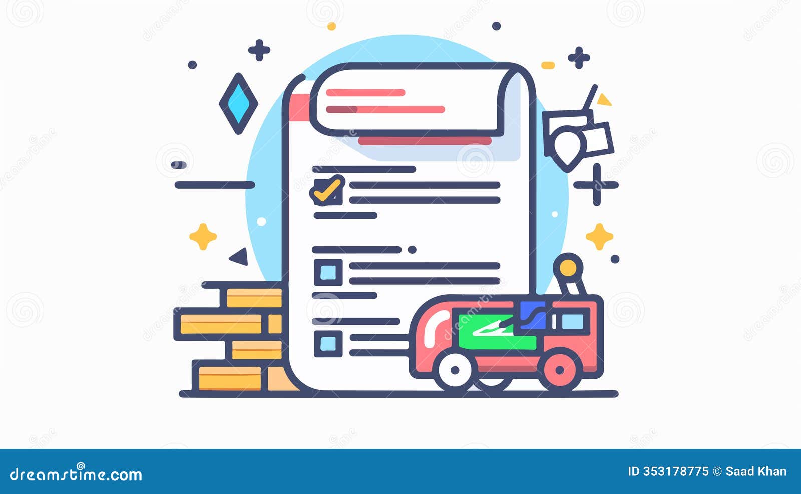 GRN, Goods Receipt Note. Concept With Keyword, People And Icons. Flat ...