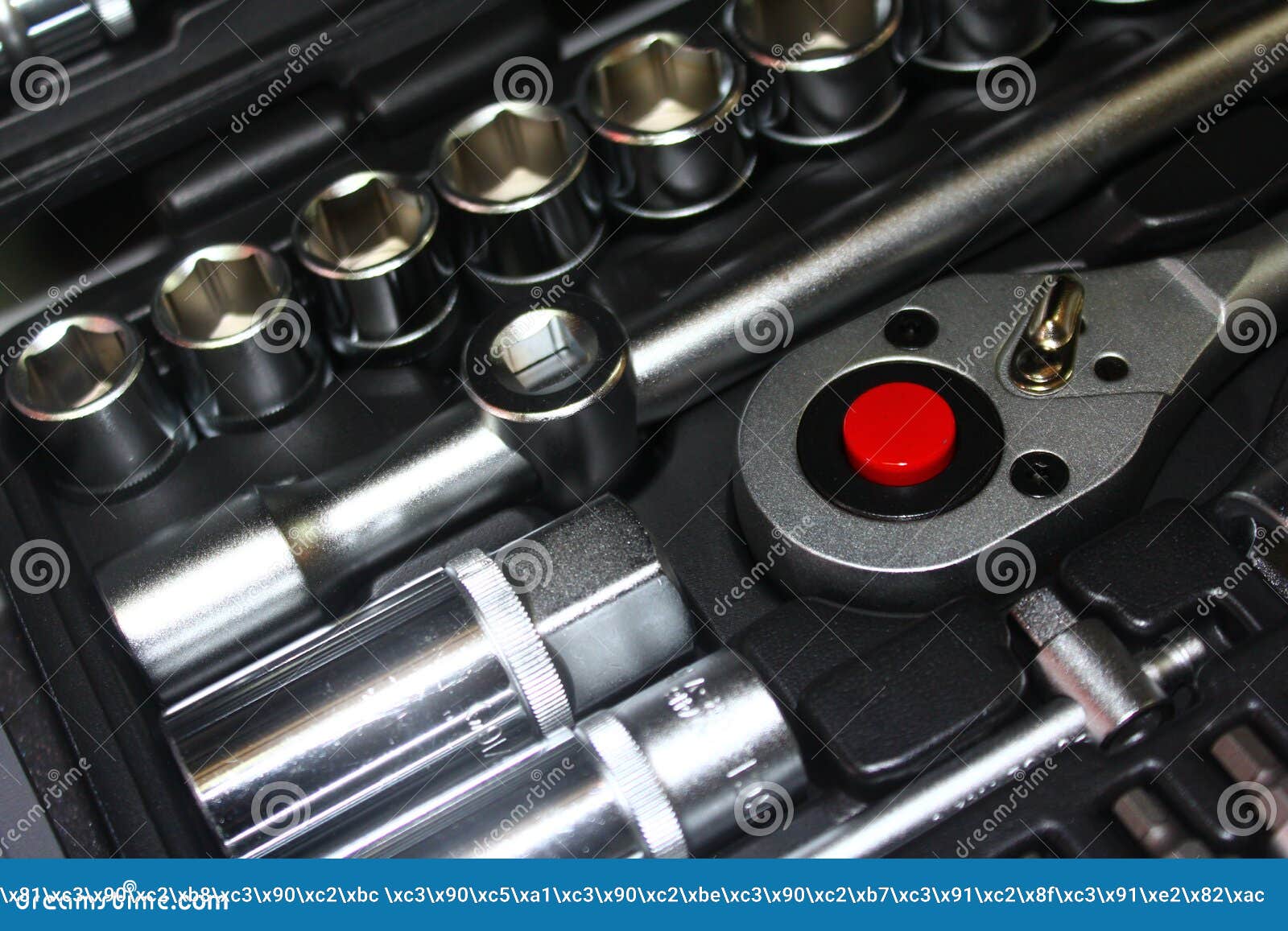 Professional Grade Flank Socket Set Stock Photo - Image of satin ...