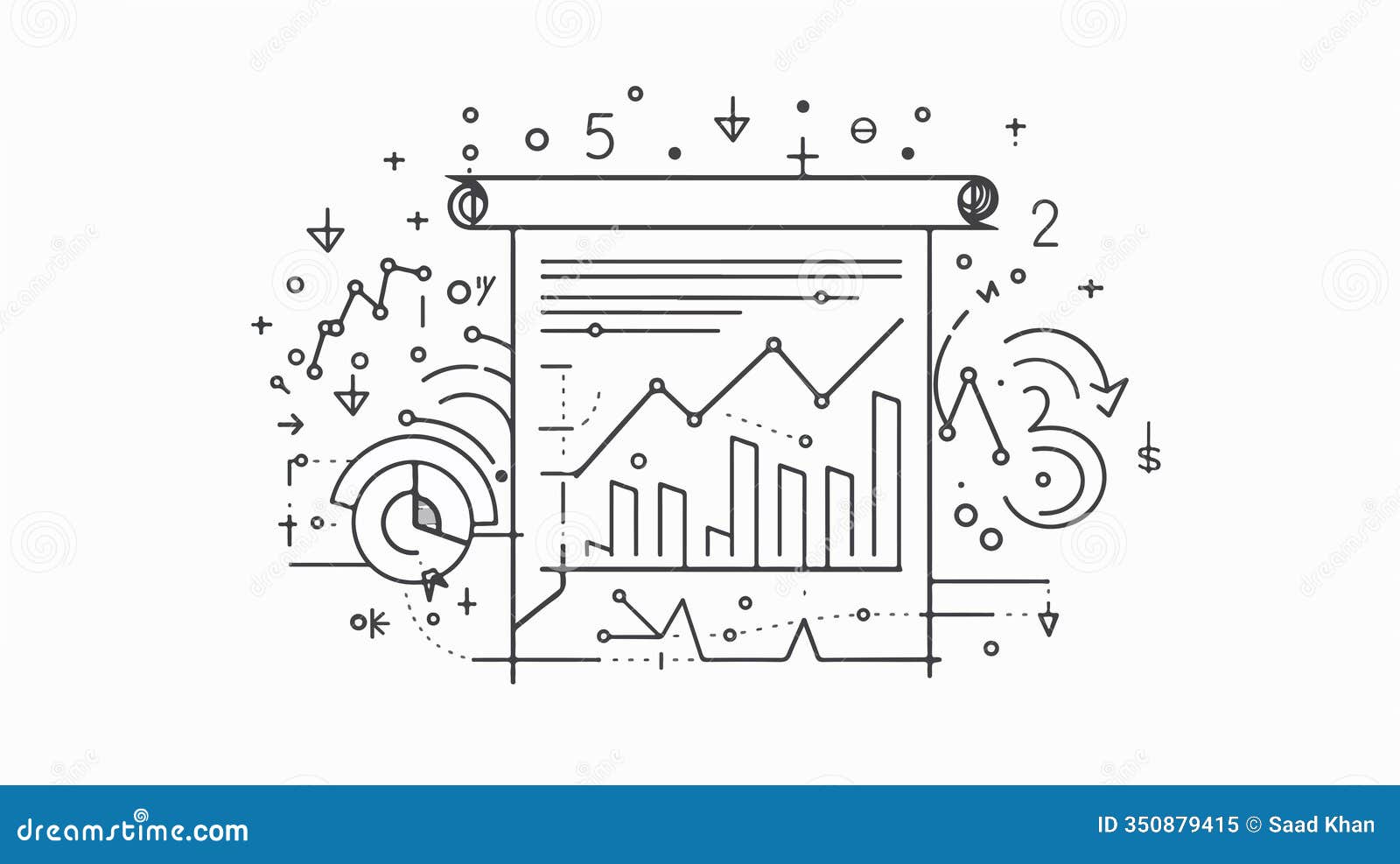 Professional Graph on Paper Statistical Report Outline Icon Vector ...