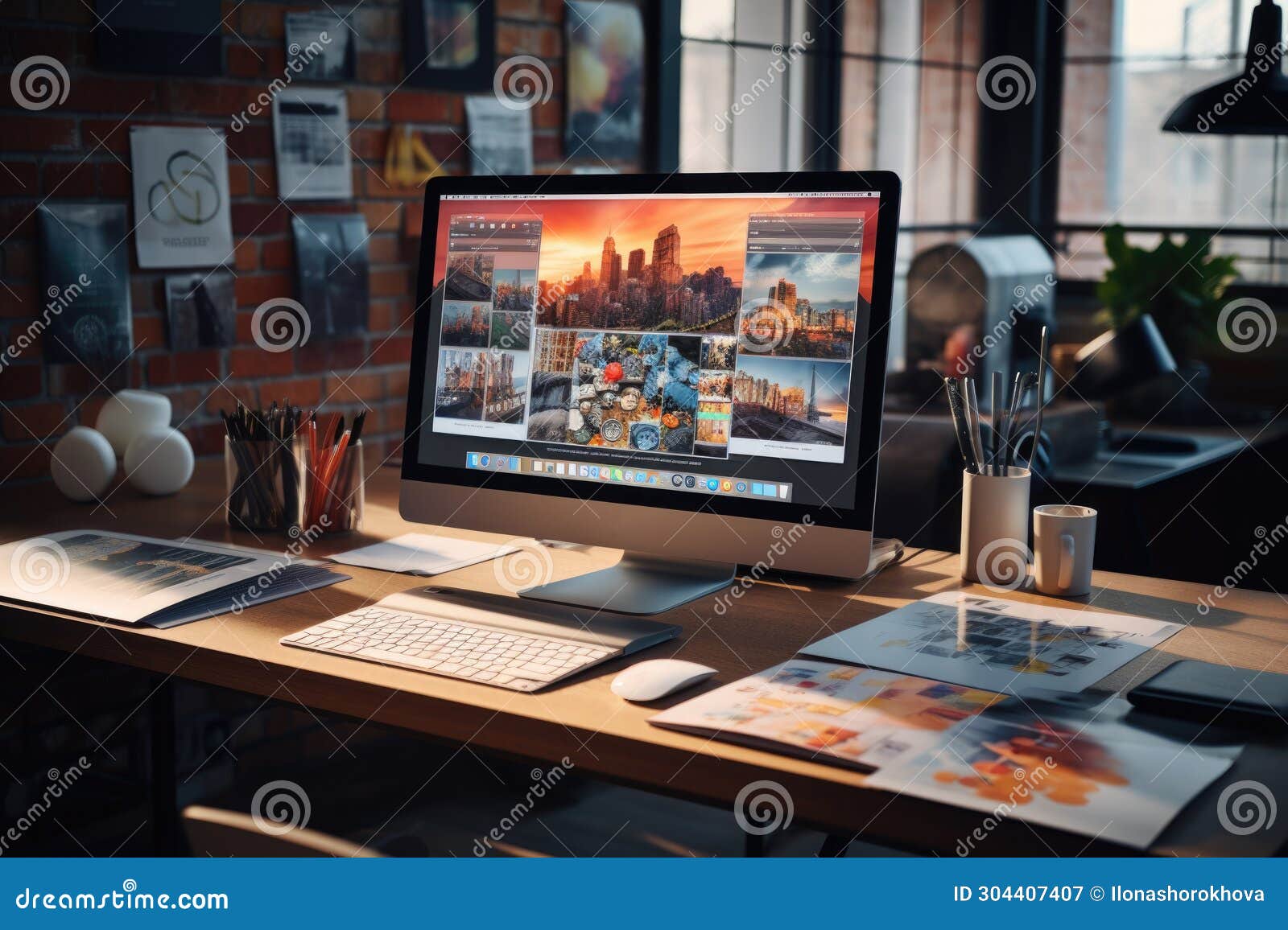Professional Graphic Designer Desk. Ai Generated Stock Image - Image of ...