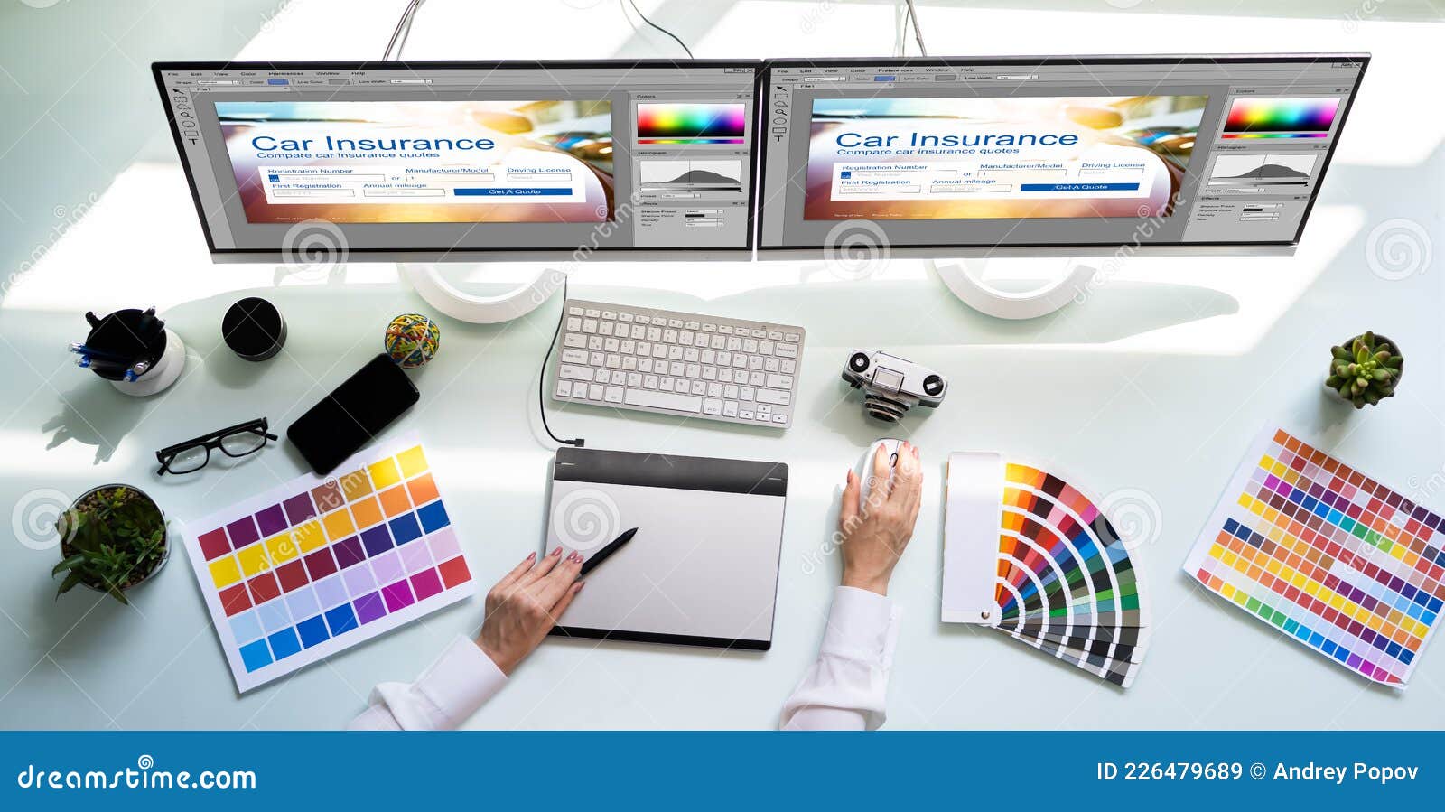 Professional Graphic Designer Woman Working Stock Image - Image of desk ...