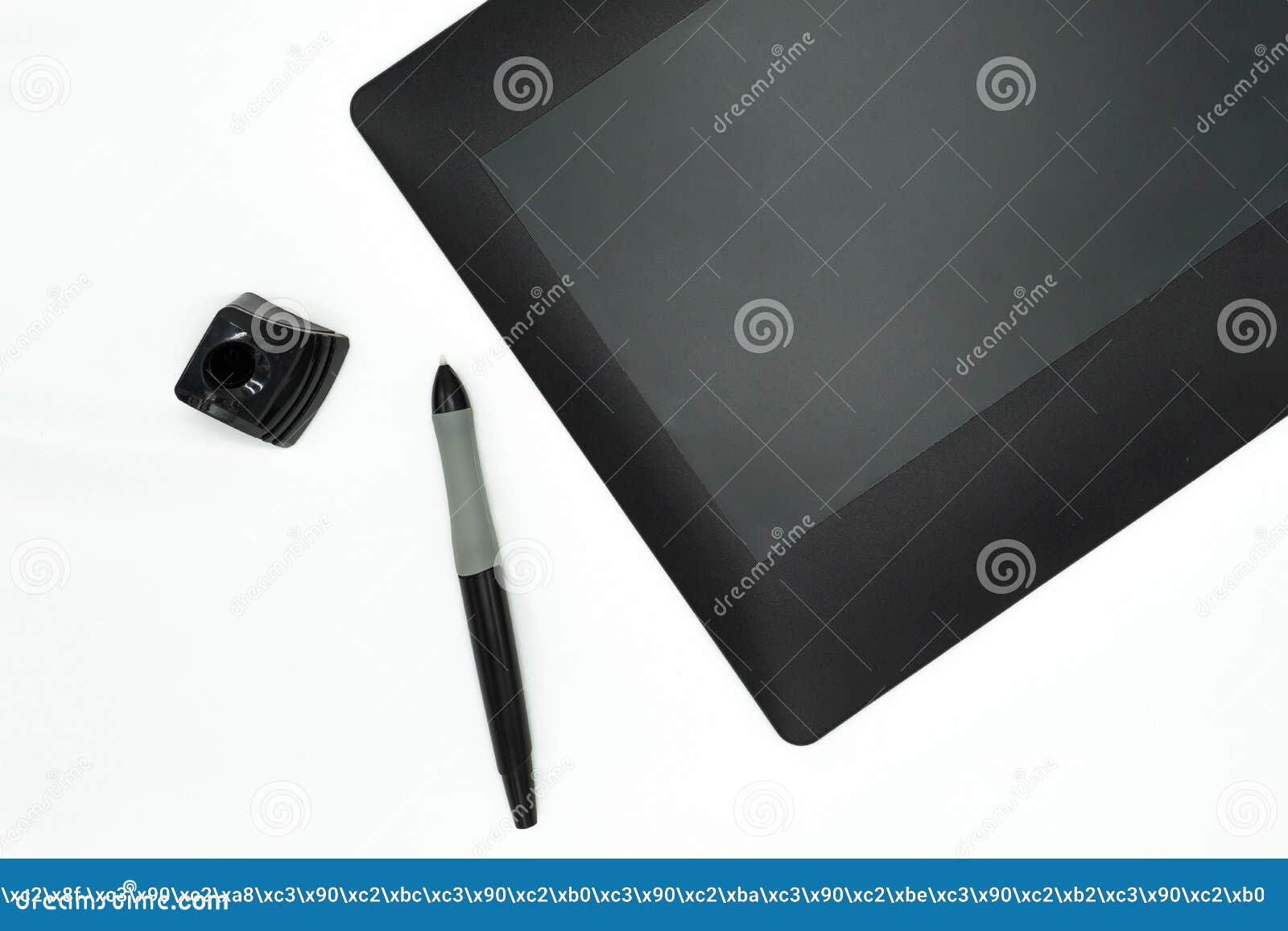 Professional Graphic Tablet with Digitized Pen. Isolated on a White ...