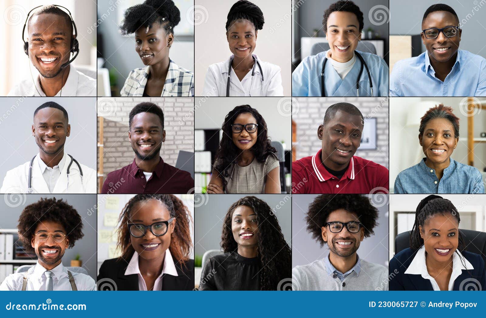 Professional Group Headshot Video Conference Stock Image - Image of ...