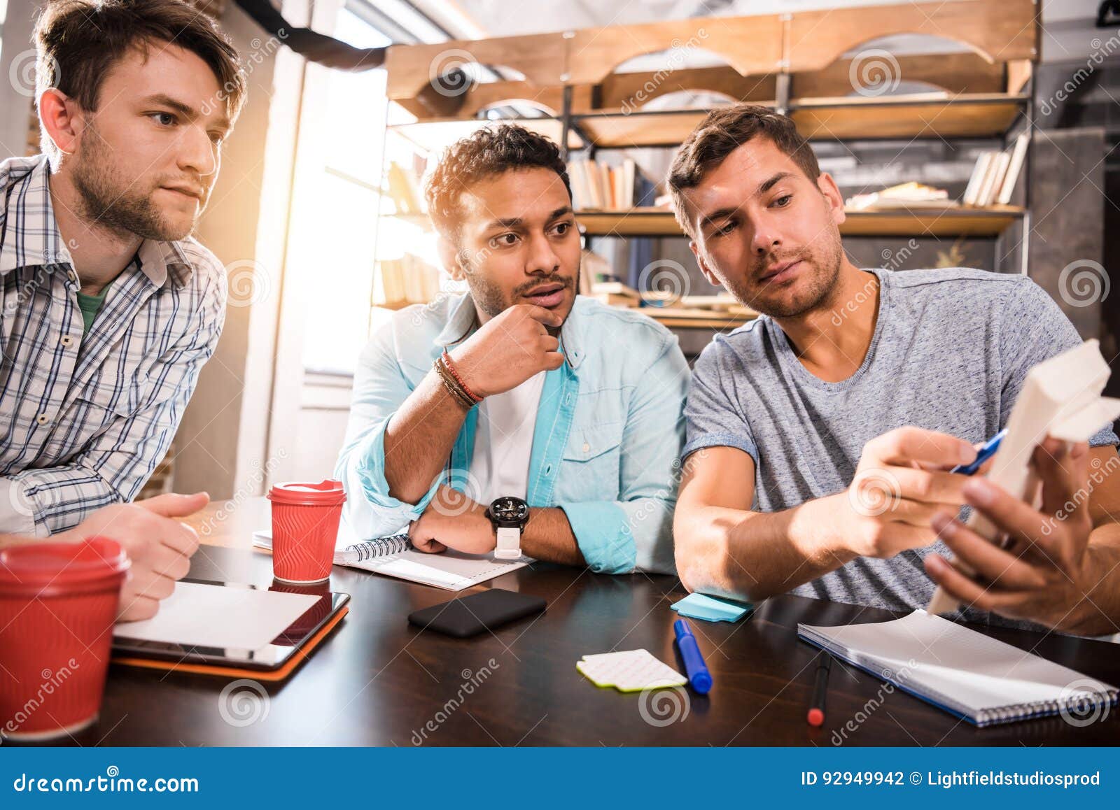 Professional Group Working on New Business Project Together Stock Photo ...