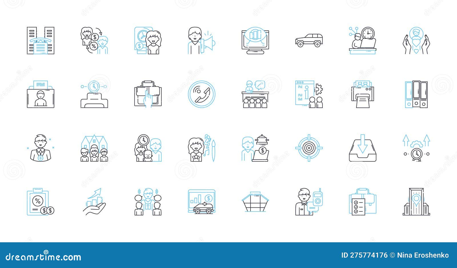 Professional Growth Linear Icons Set. Development, Advancement ...