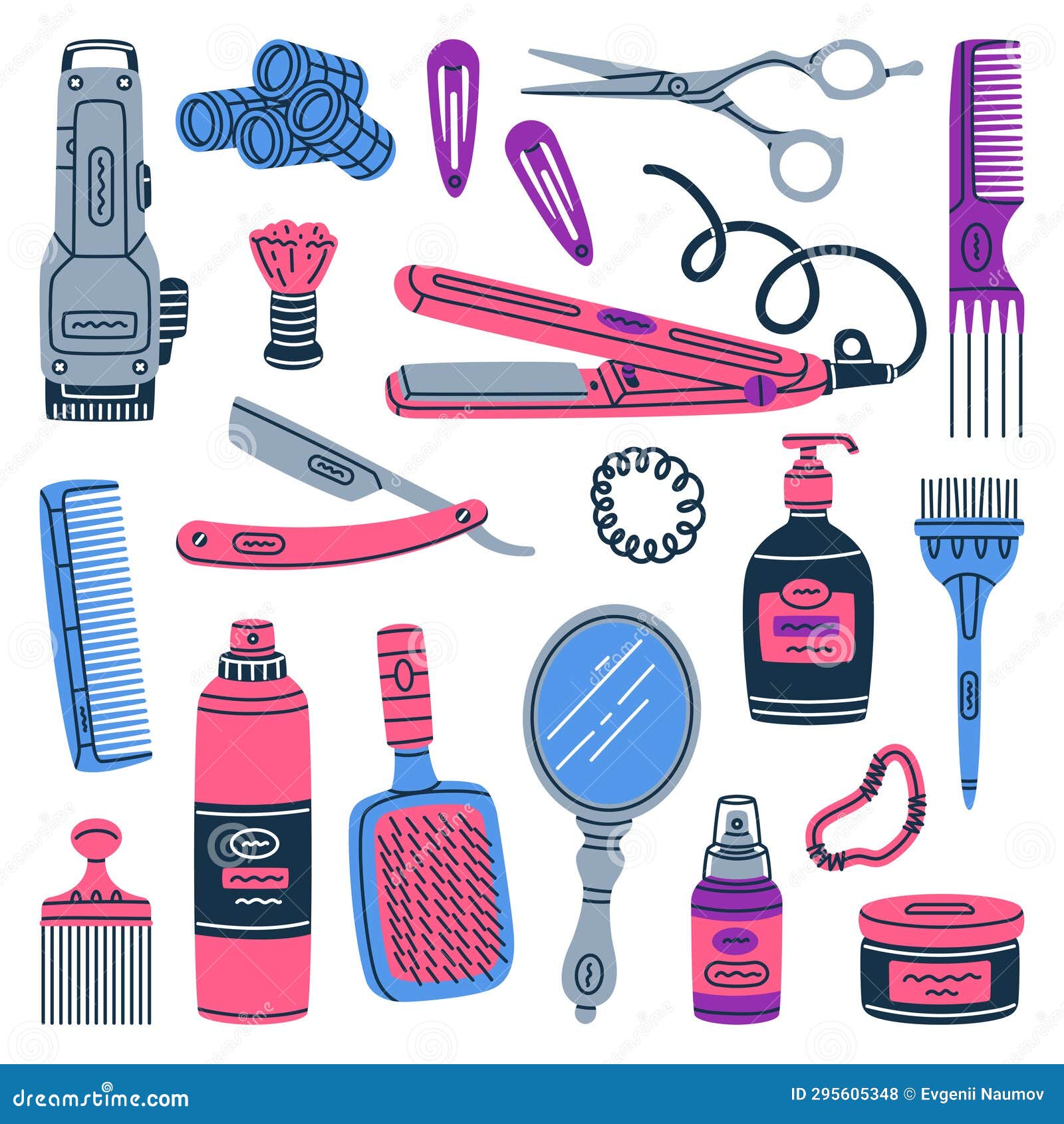 Professional Hairdressing Tools and Accessory for Hairdo Vector Set ...