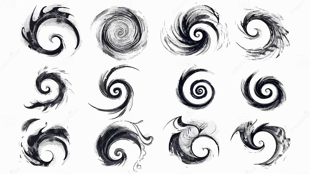 Professional Hand Drawn Vector Scribble Spirals Set for Creative ...