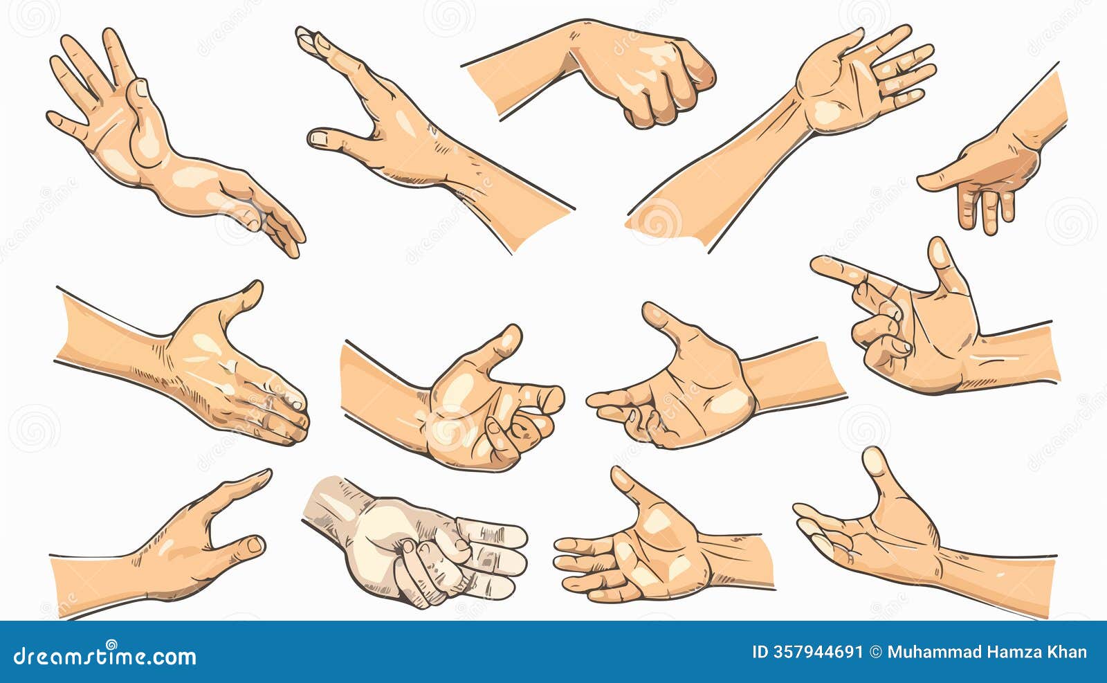 Professional Hand Gestures Set in Vector Illustration for Design ...