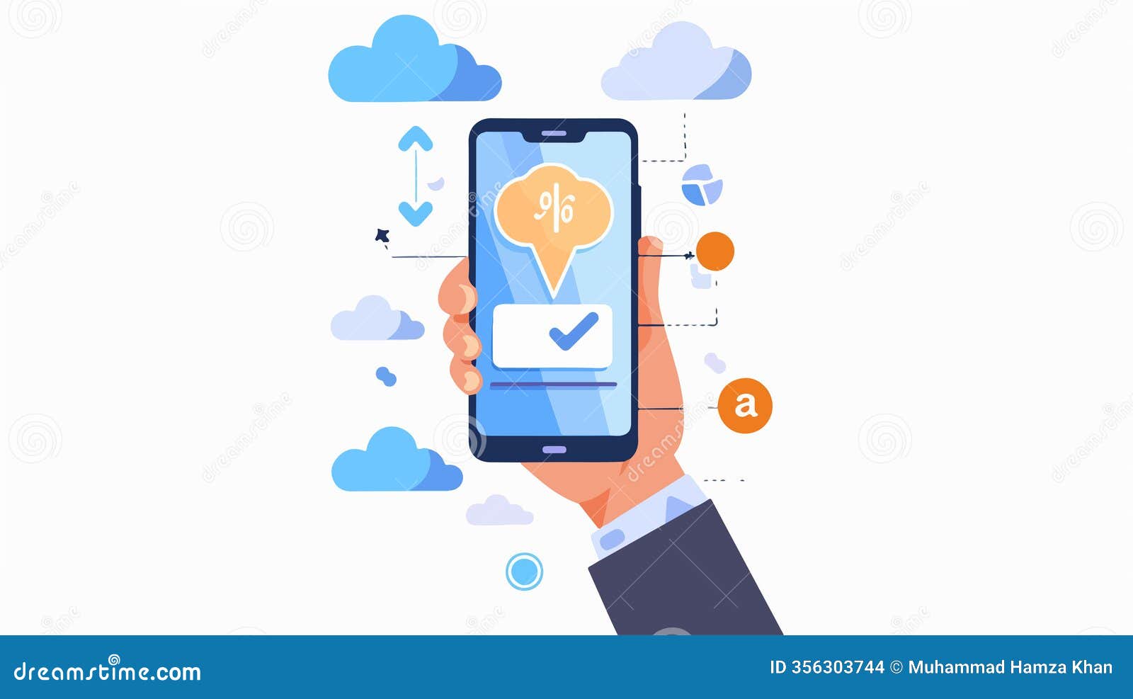 Professional Hand Holding Smartphone with Checkmark Icon Stock Vector ...